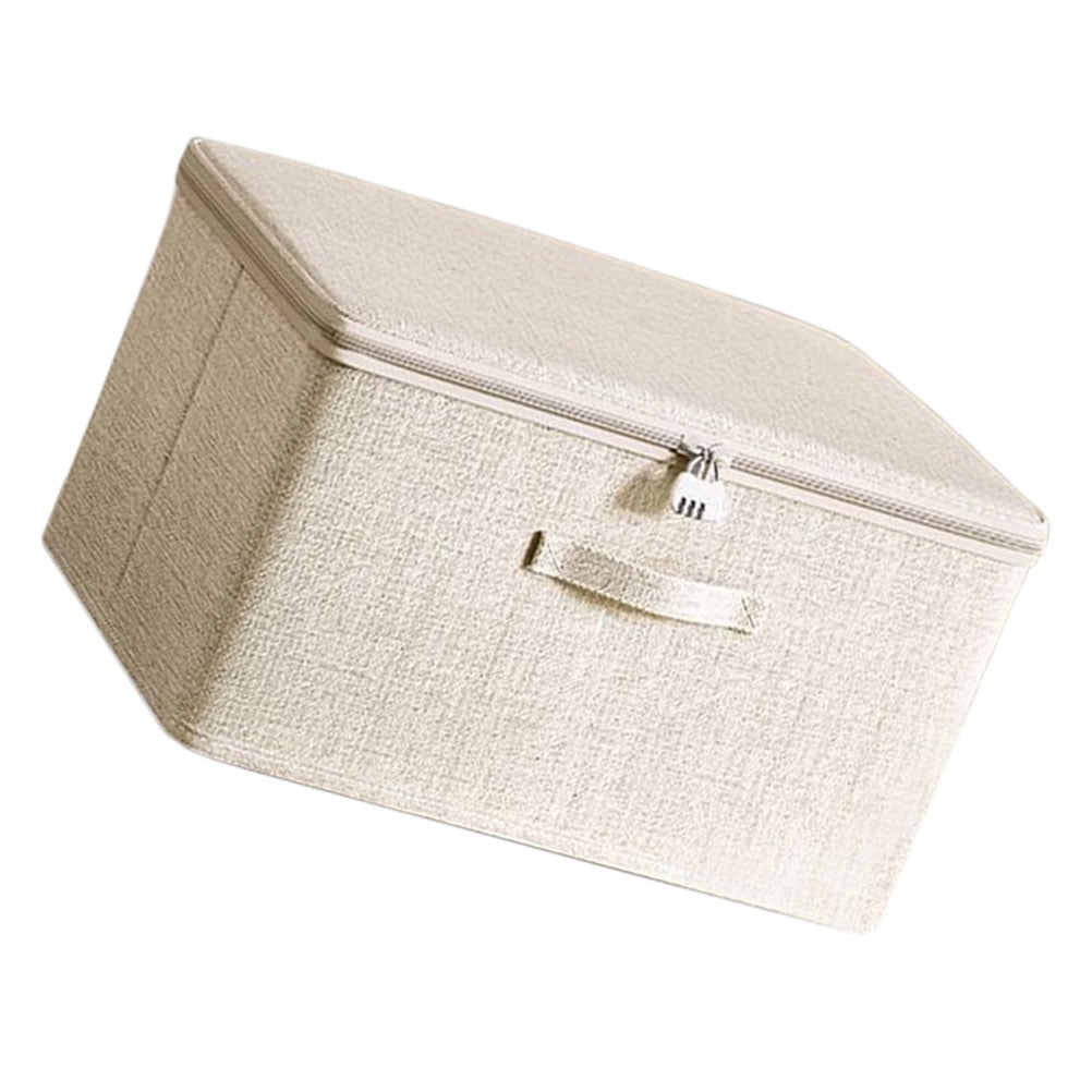 YUNLIGHTS Lockable Fabric Storage Box Foldable Beige Large for Wardrobe ...
