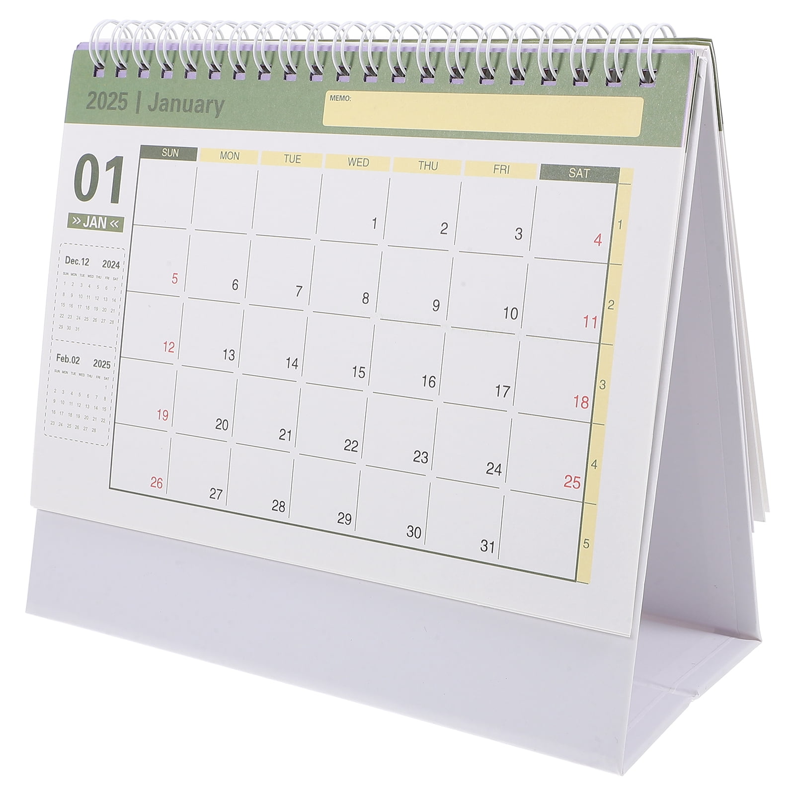 Portable Desktop Calendar with Paper Design English Language Office Use ...
