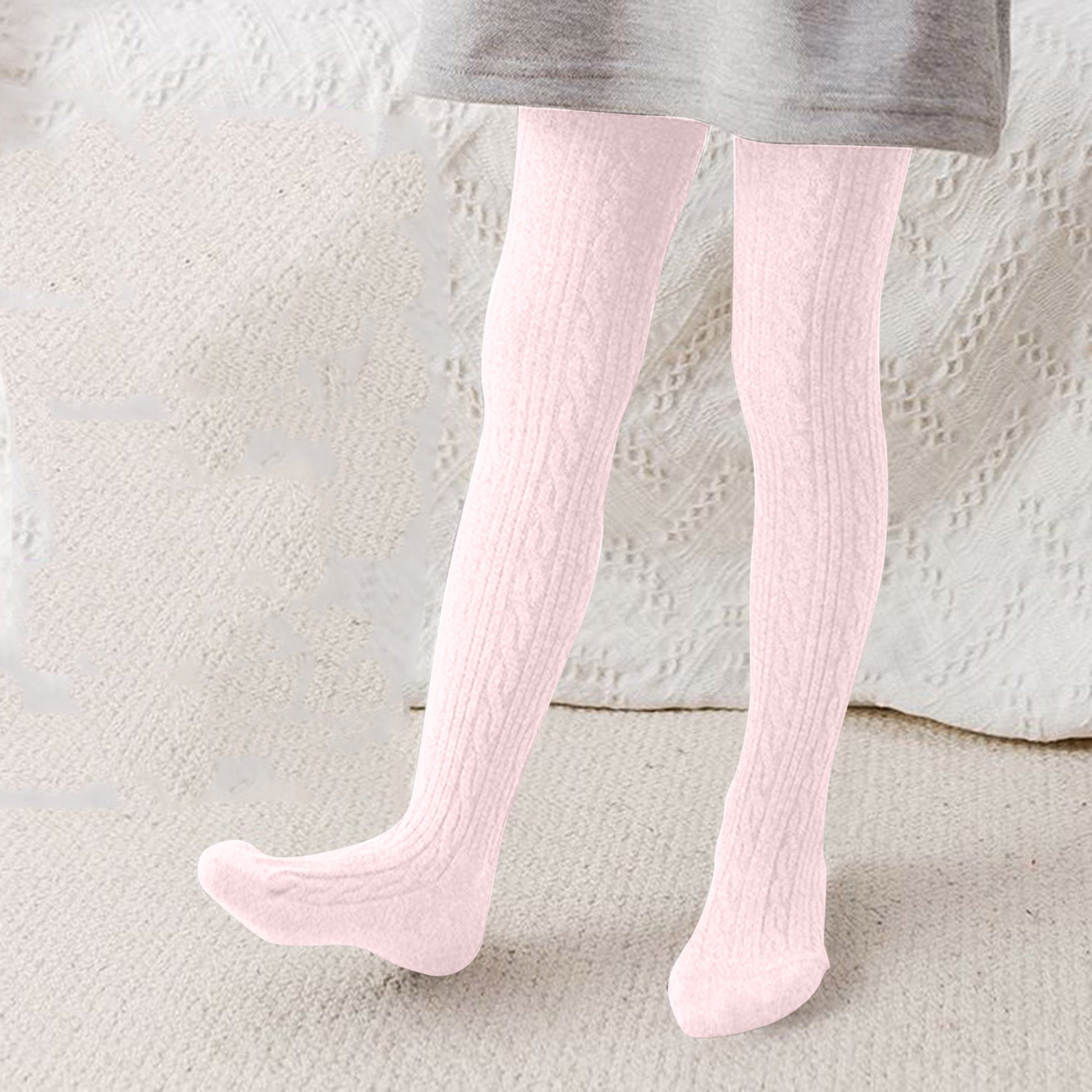 YUNLIUU Little Kids Winter Tights Classic Solid Cotton Footed Tights ...