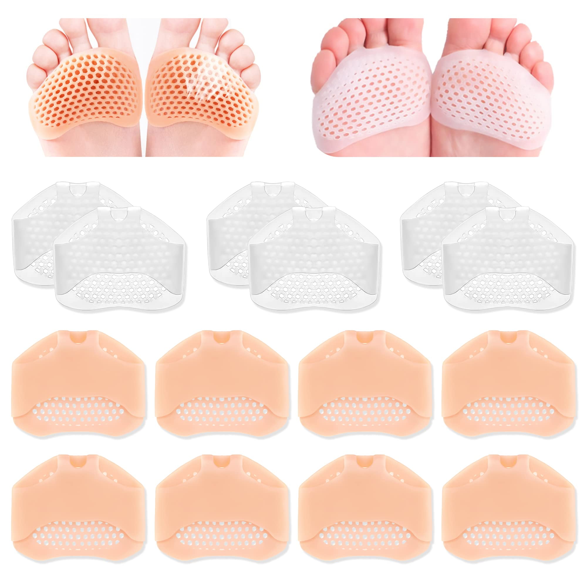YUNOVA 14 Pack Gel Metatarsal Pads, Ball of Foot Cushion for Shoes ...
