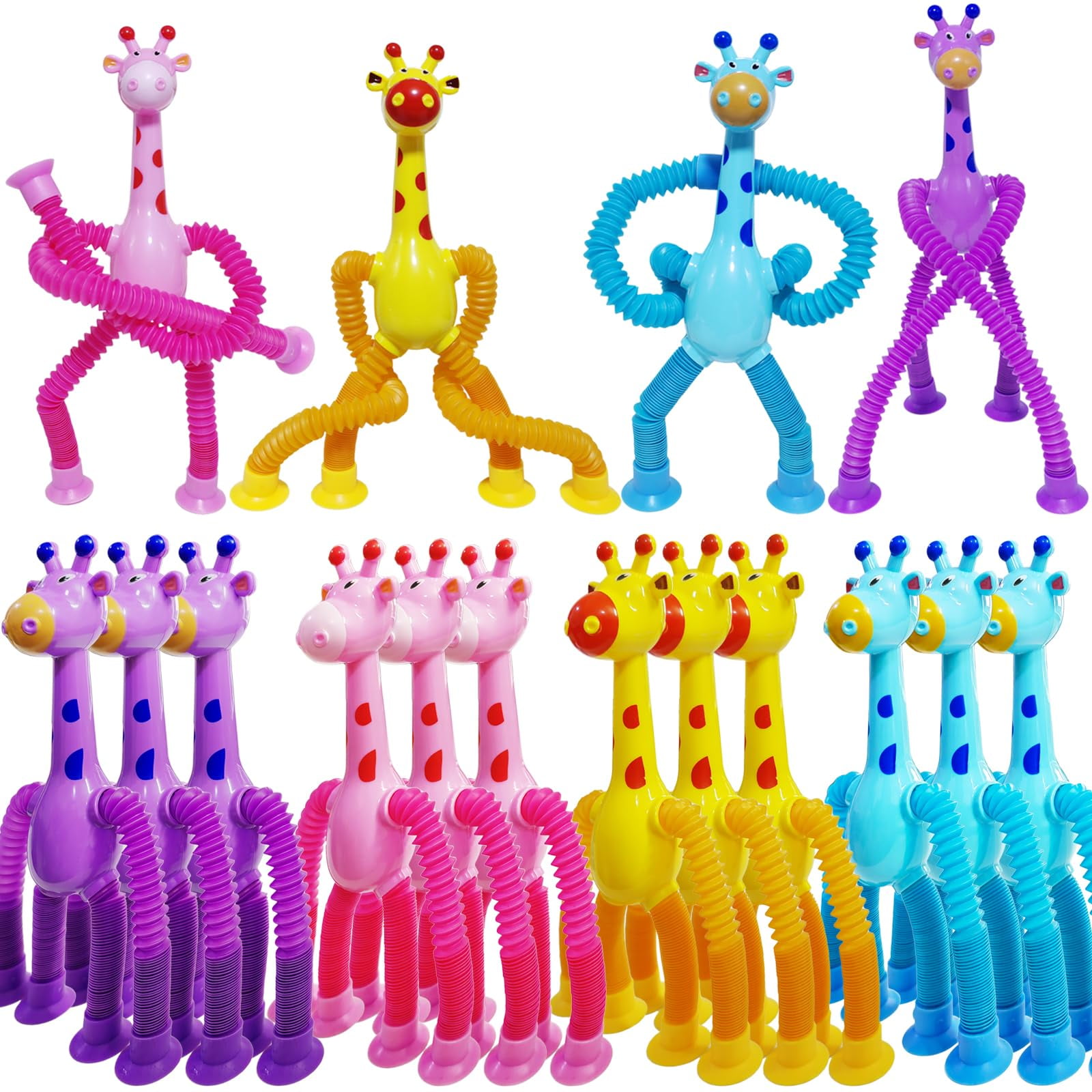 YUNOVA 16 Pack Extendable Giraffe Sensory Toys, Suction Cup Fidget ...