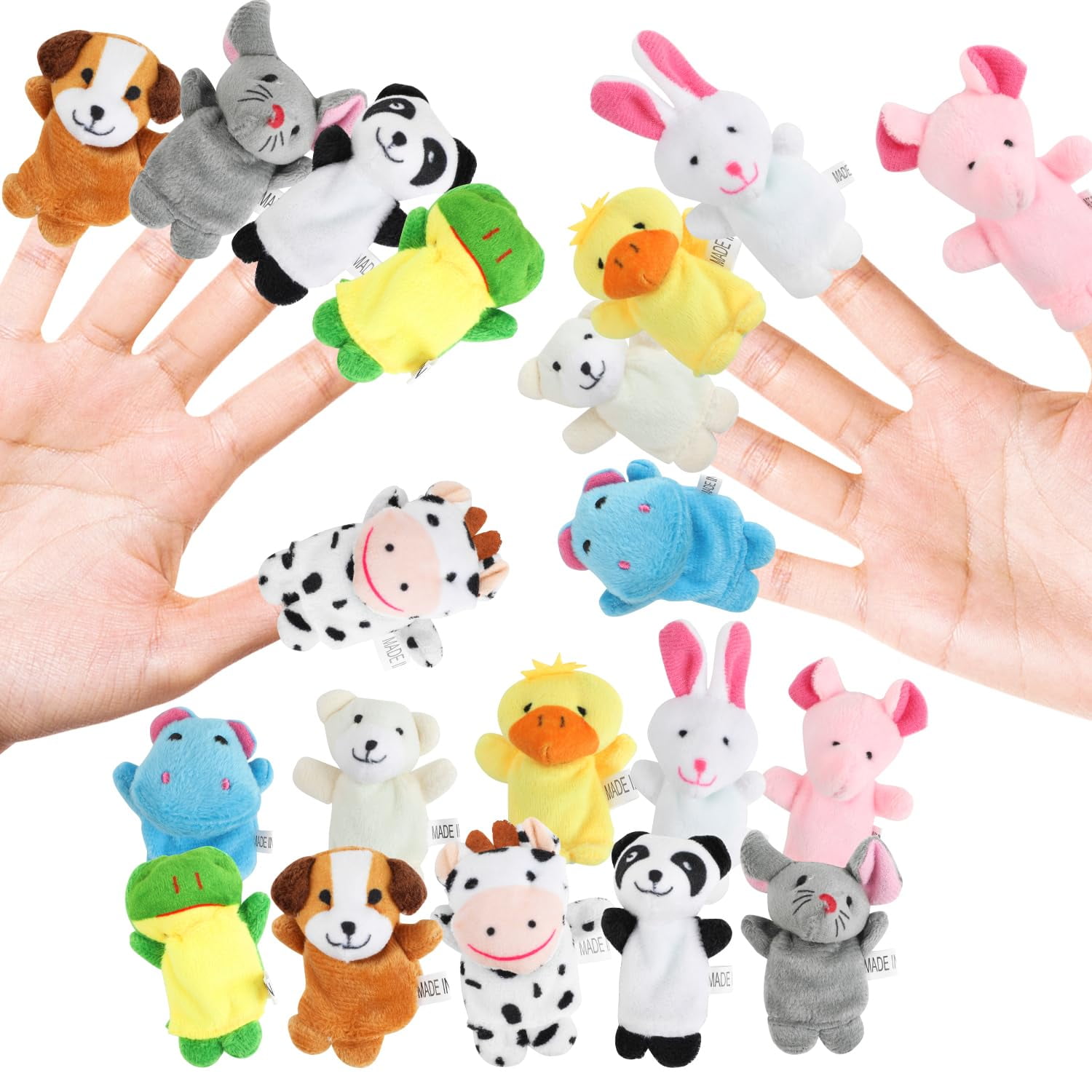 YUNOVA 20 Pack Jumbo Animal Finger Puppets Set for Preschoolers, Soft ...