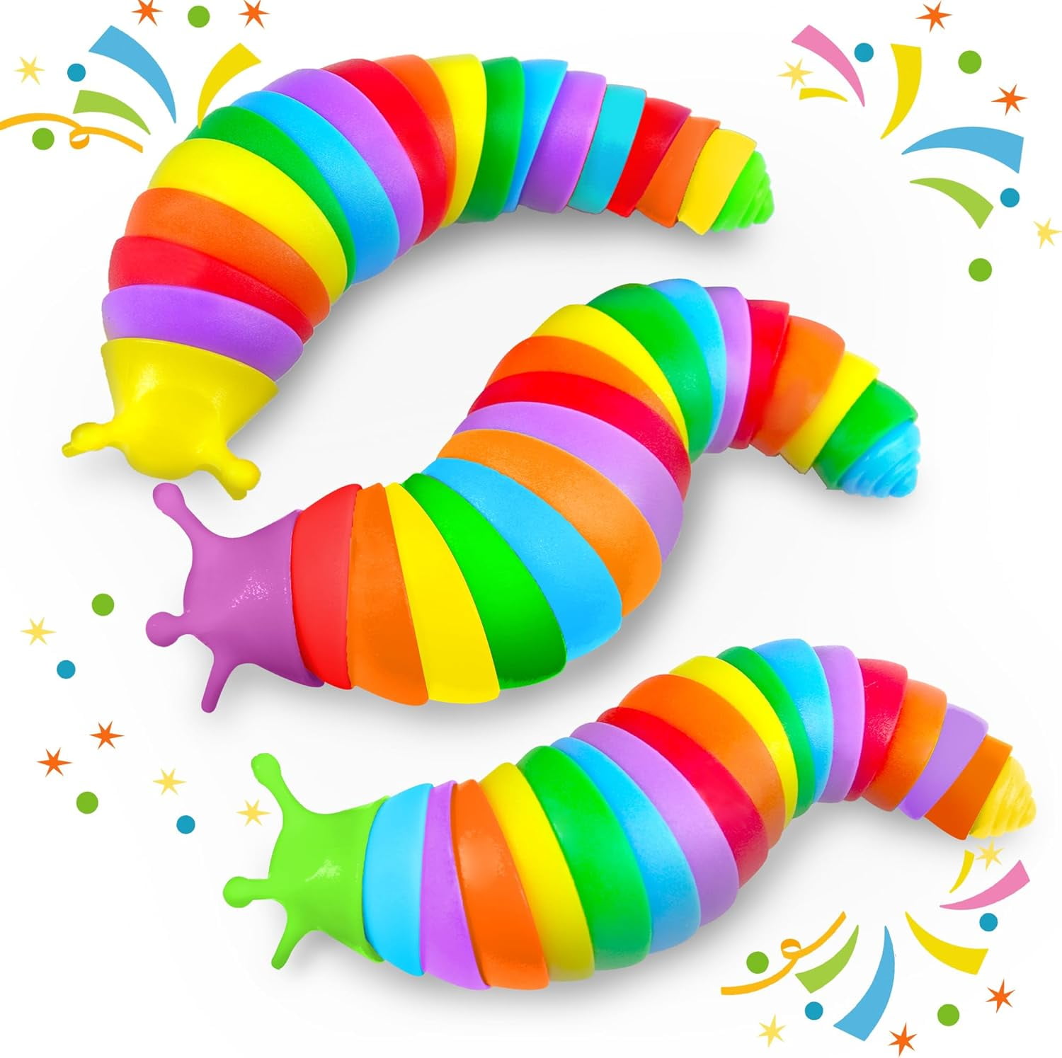 YUNOVA 3 Pack Sensory Slug Toys Bundle - Wiggle Caterpillar Stress ...