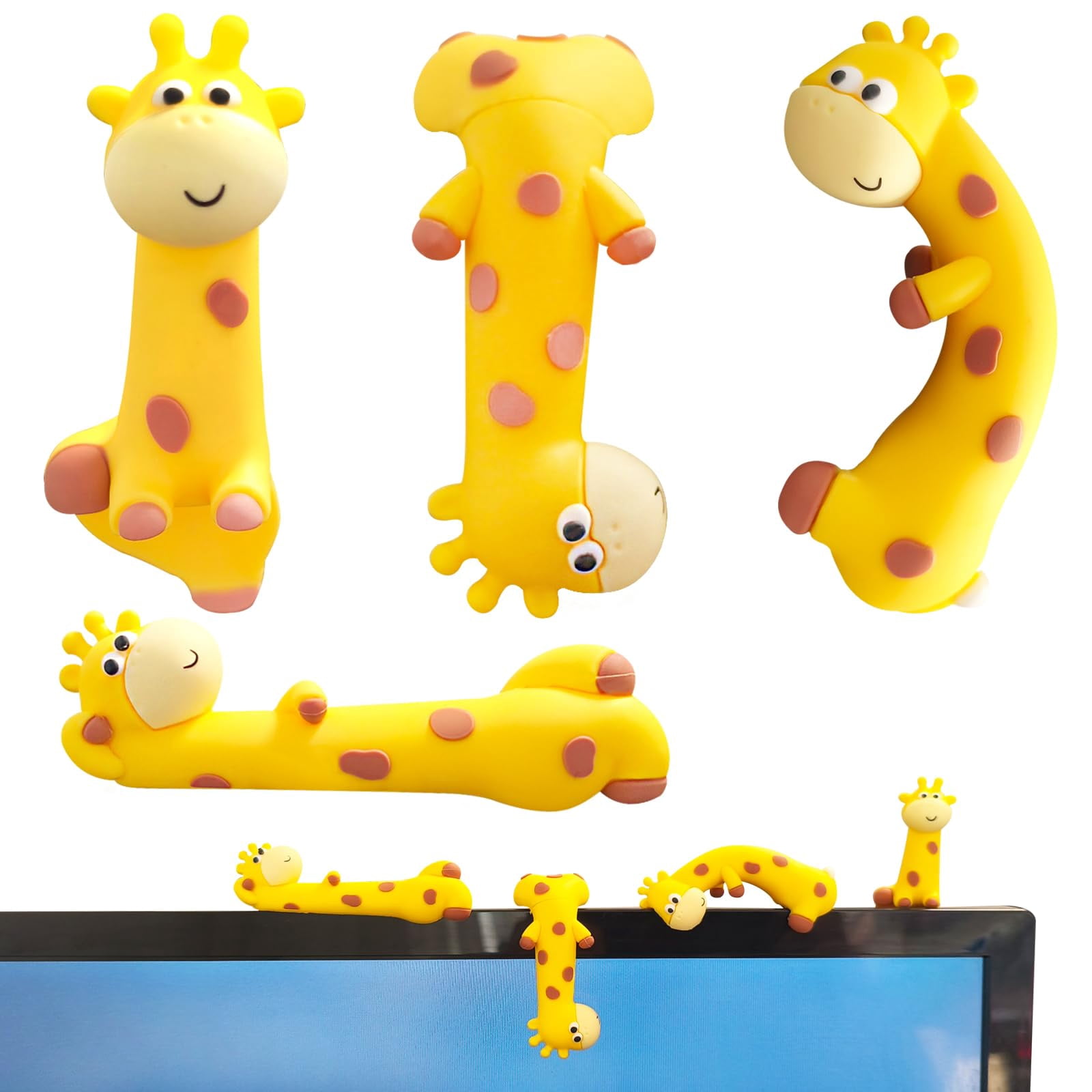 YUNOVA 4 Pack 3D Giraffe Figurines, Cute Resin Desk Decorations with ...