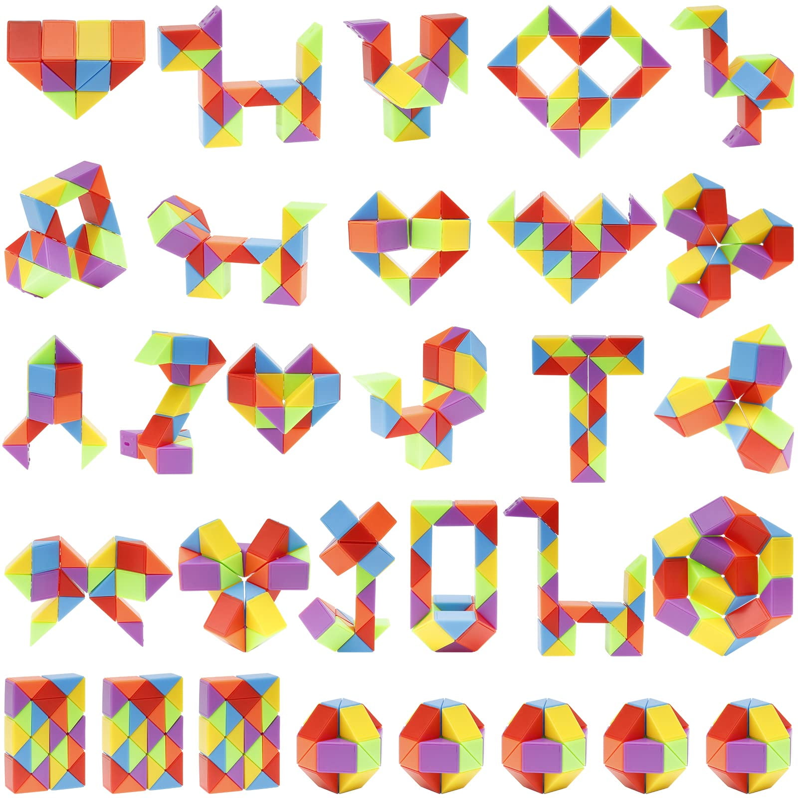 YUNOVA 45 Pack Mini Magic Ruler Snake Cubes - Over 100 Shapes, Non ...