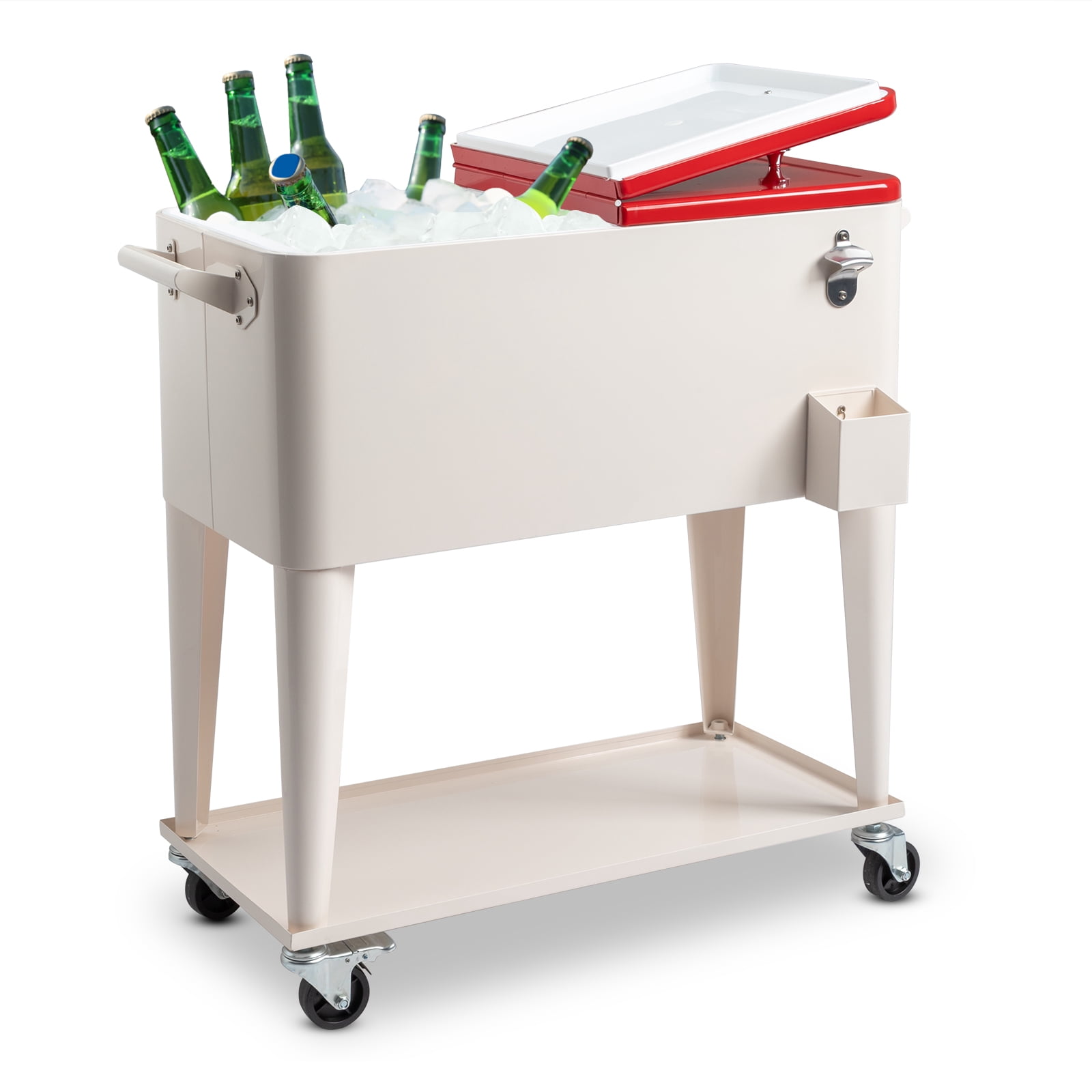 YUNOVA 80Qt Rolling Cooler Cart with Locking Casters - Insulated ...