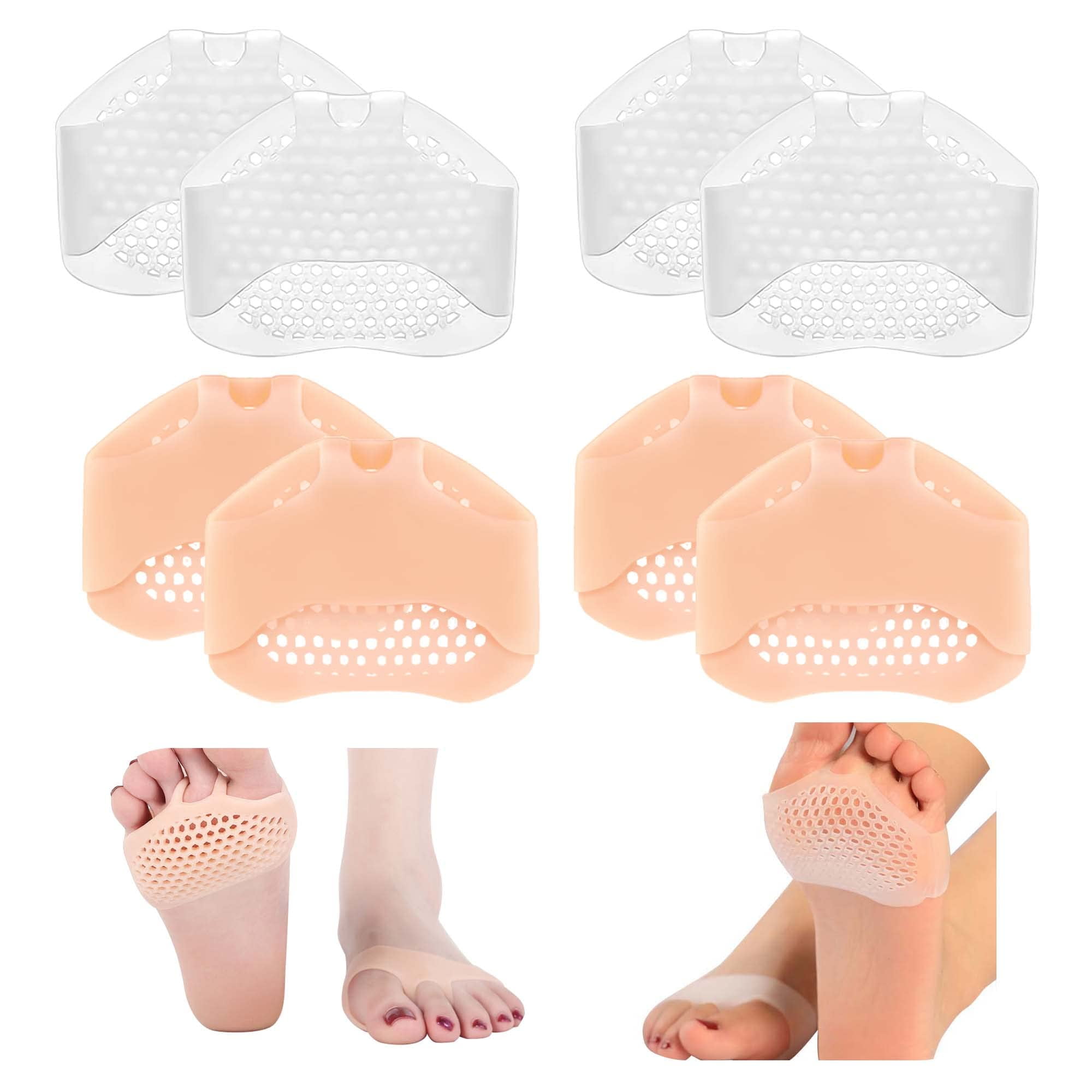 YUNOVA Breathable Metatarsal Pads 4 Pairs, Gel Ball of Foot Cushions ...