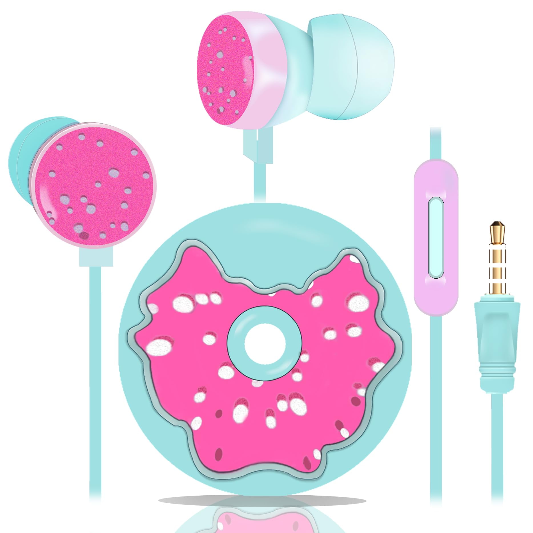 YUNOVA Donut-Shaped Wired Earbuds for Kids - Ergonomic Soft Ear Gels ...