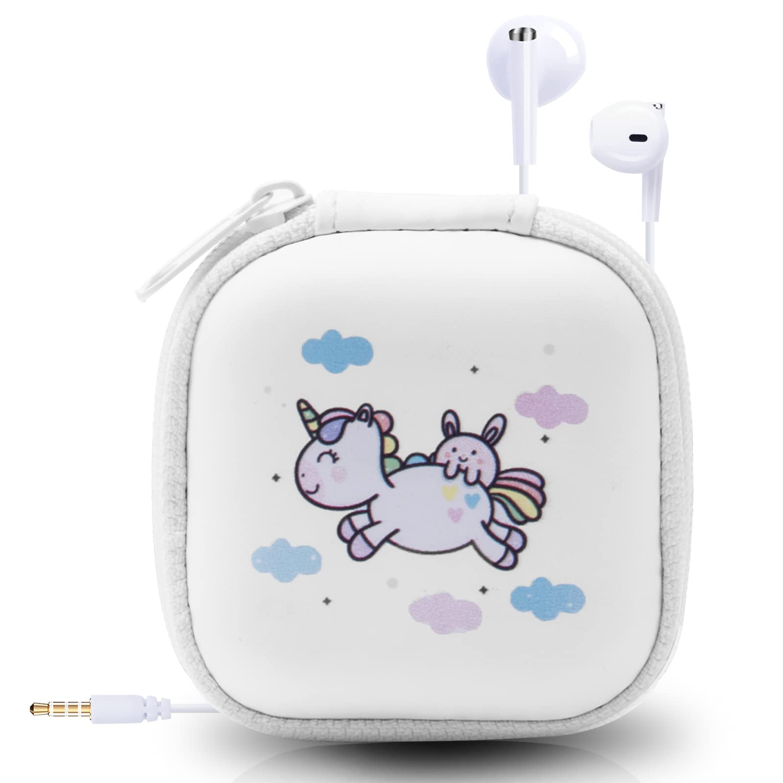 YUNOVA Kids Unicorn Earbuds with Cute Storage Case, Lightweight Wired ...