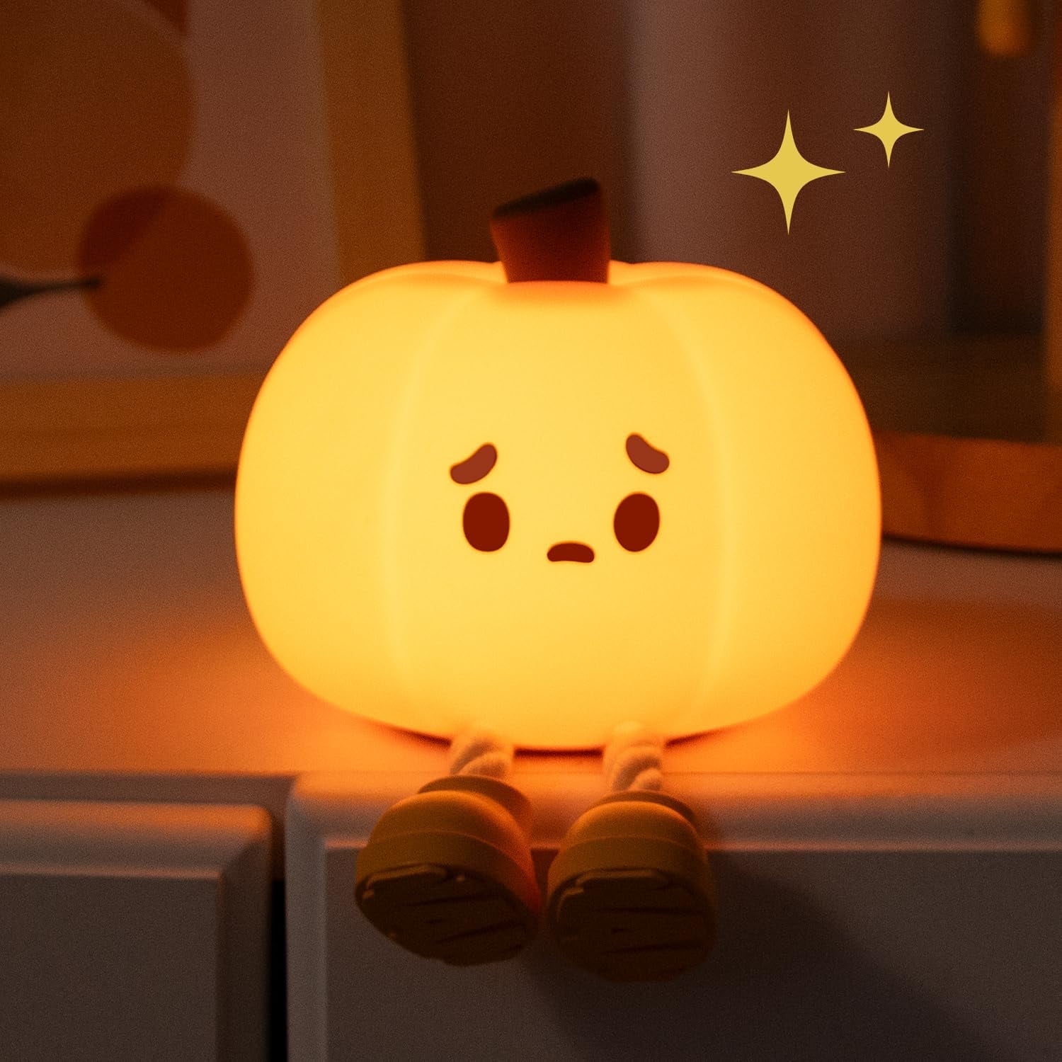 YUNOVA Pumpkin Night Light for Kids - BPA-Free Silicone LED Nursery ...