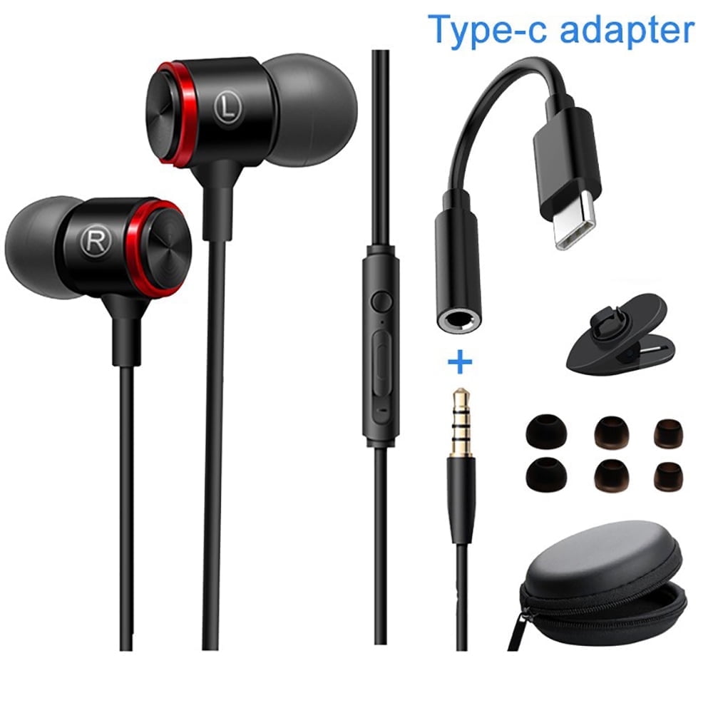 YUNOVA Wired Earbuds with Microphone & Dual Adapters, 3.5mm & Type C ...