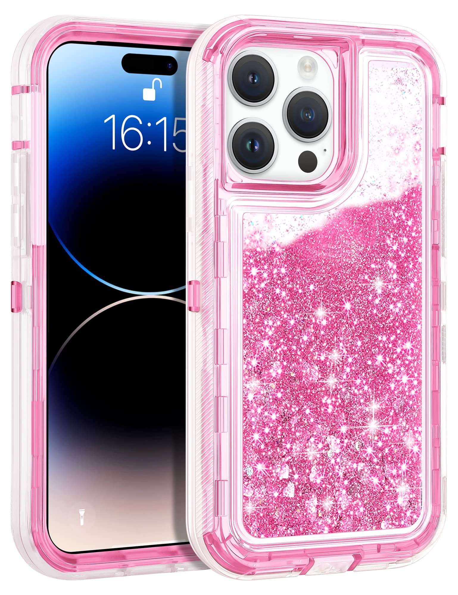 YUNOVA for iPhone 15 Pro Max Case Glitter Floating Liquid Shiny Quicksand Case for Women Girls ...