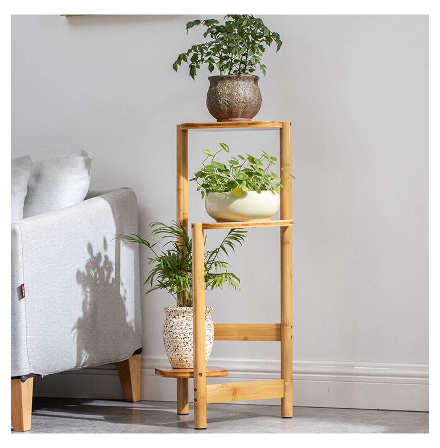YUNTIE 3 Tier Corner Wood Plant Stand Ladder Flower Pot Display Rack ...