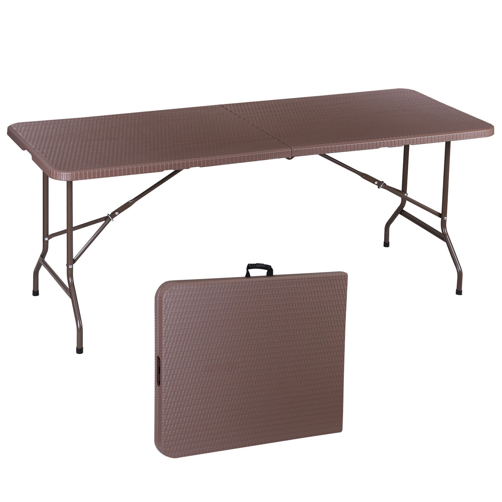 YUNTIE 6FT Folding Table for Indoor Outdoor, Portable Heavy Duty Fold ...