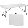 YUNTIE Folding Table for Indoor Outdoor, Portable Heavy Duty Fold-in ...