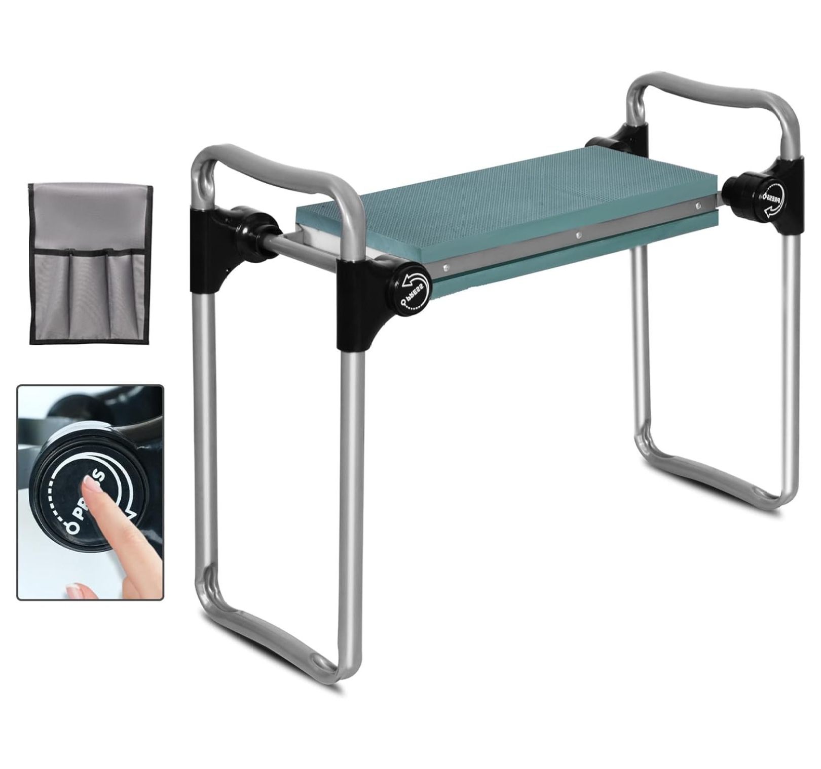 YUNTIE Garden Kneeler and Seat, Button Press Kneeling Bench with Tool ...