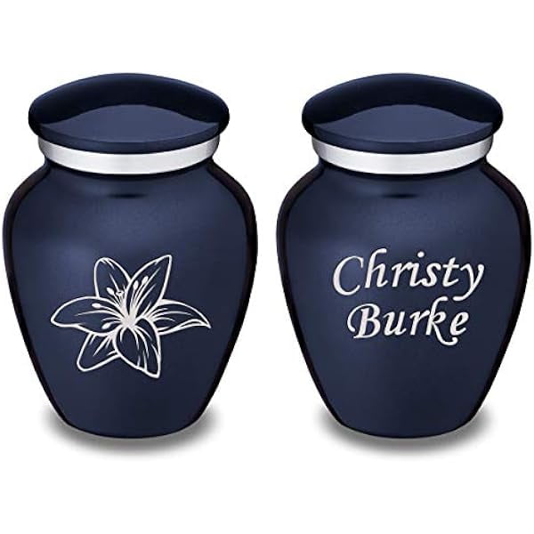 YUNTIE Keepsake Embrace Lily Cremation Urn (Cobalt Blue) - Walmart.com