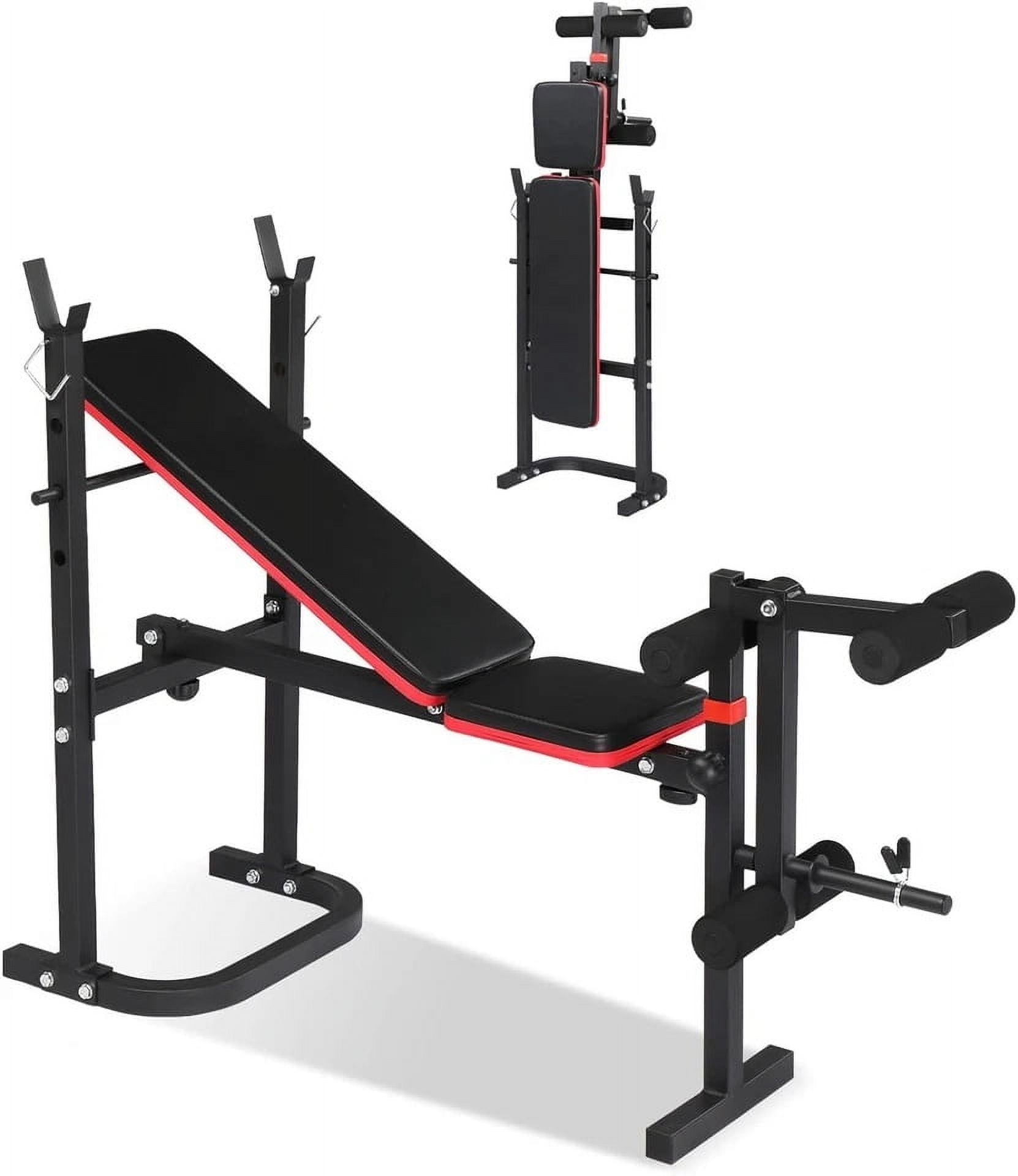 YUNTIE Olympic Weight Bench with Adjustable Workout Bench and Barbell ...