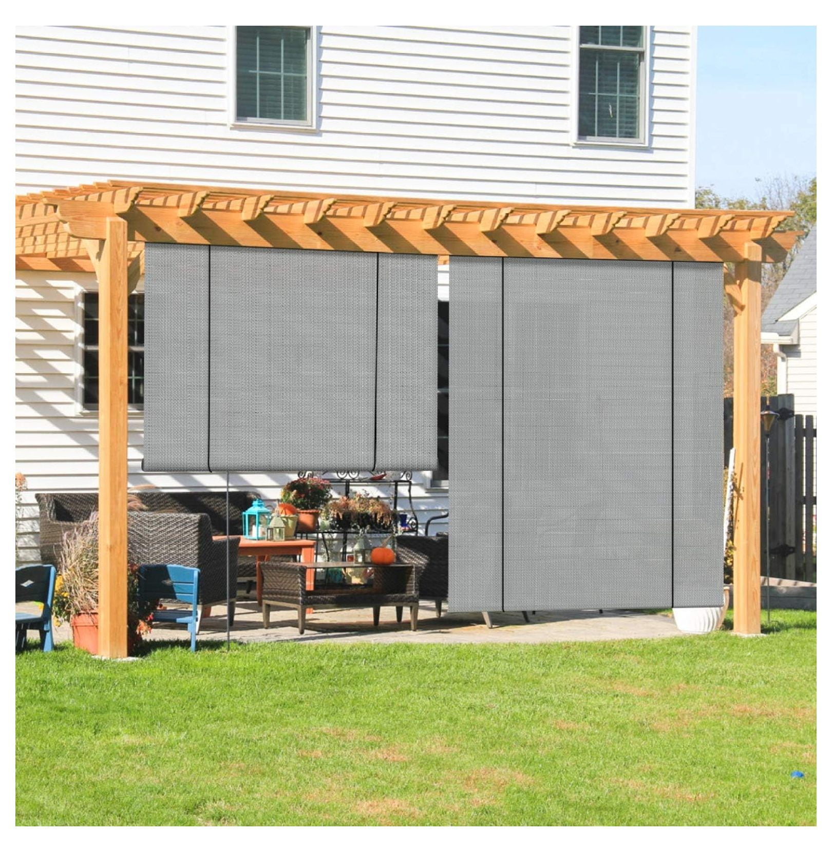 YUNTIE Outdoor Roll up Shades Blinds for Porch Patio Shade Exterior ...