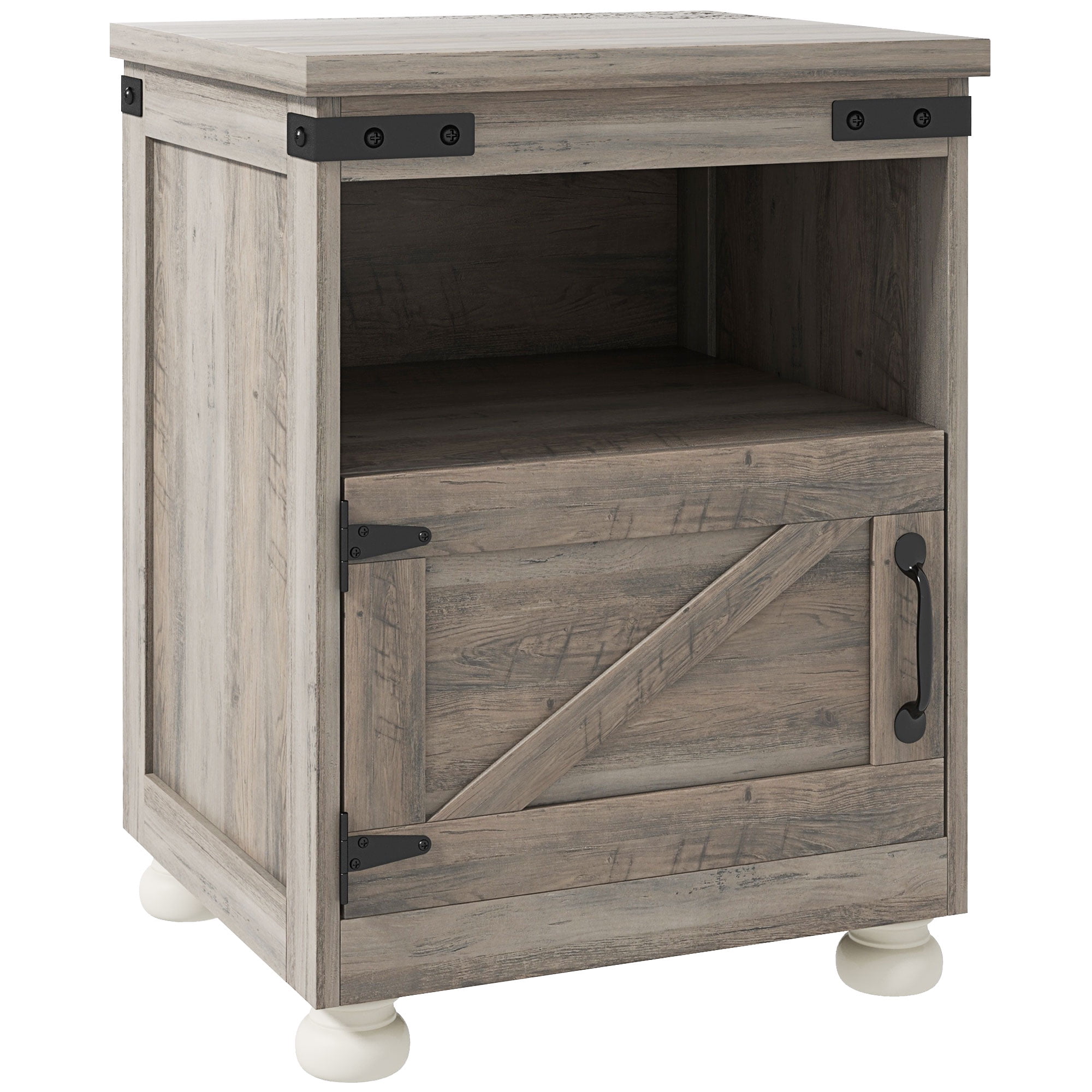 YUNTIE Small Side Table with Storage, Farmhouse End Table with Open ...