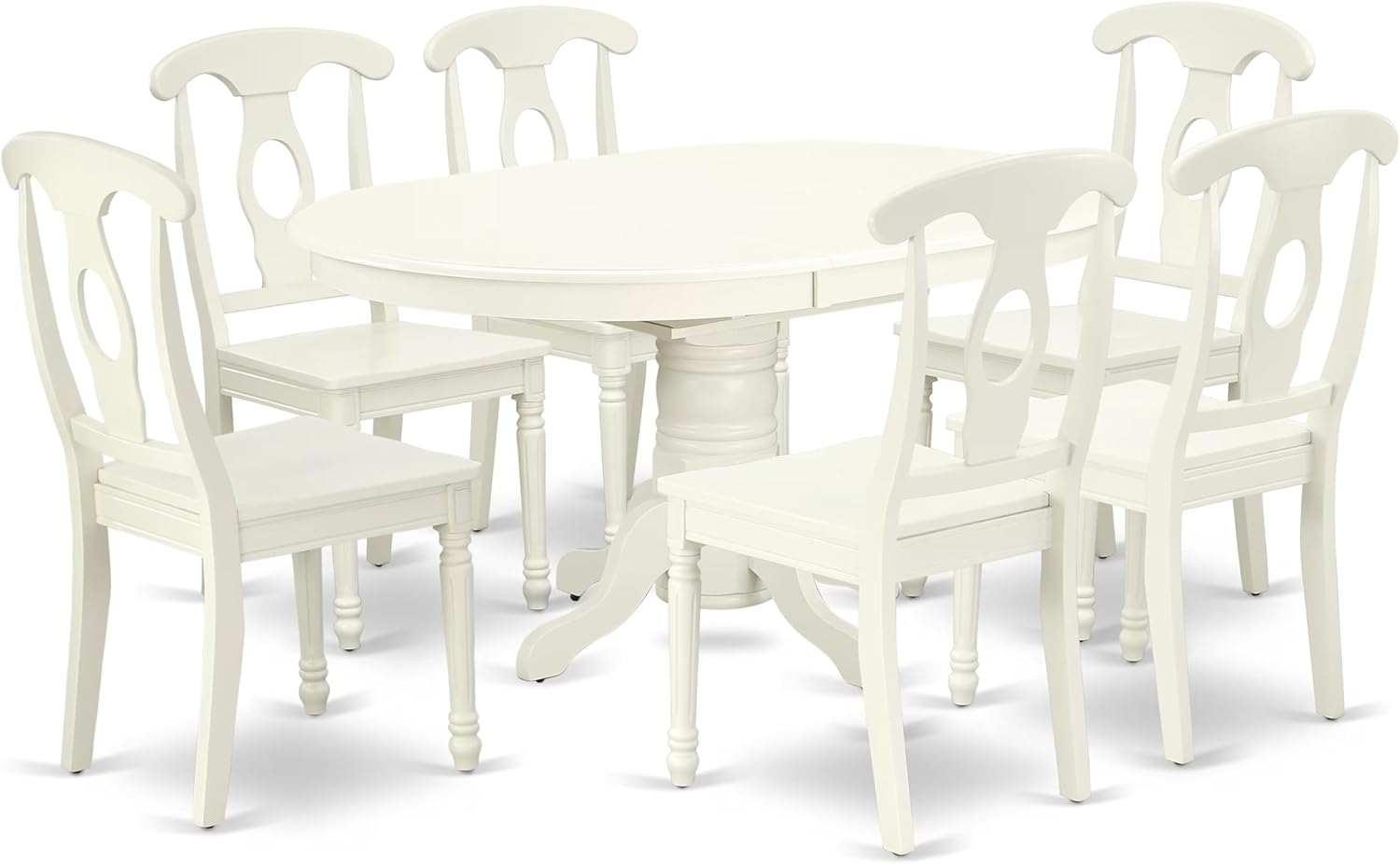 YUNWEI AVKE7-LWH-W 7 Piece Dining Table Set Consist of an Oval Dining ...