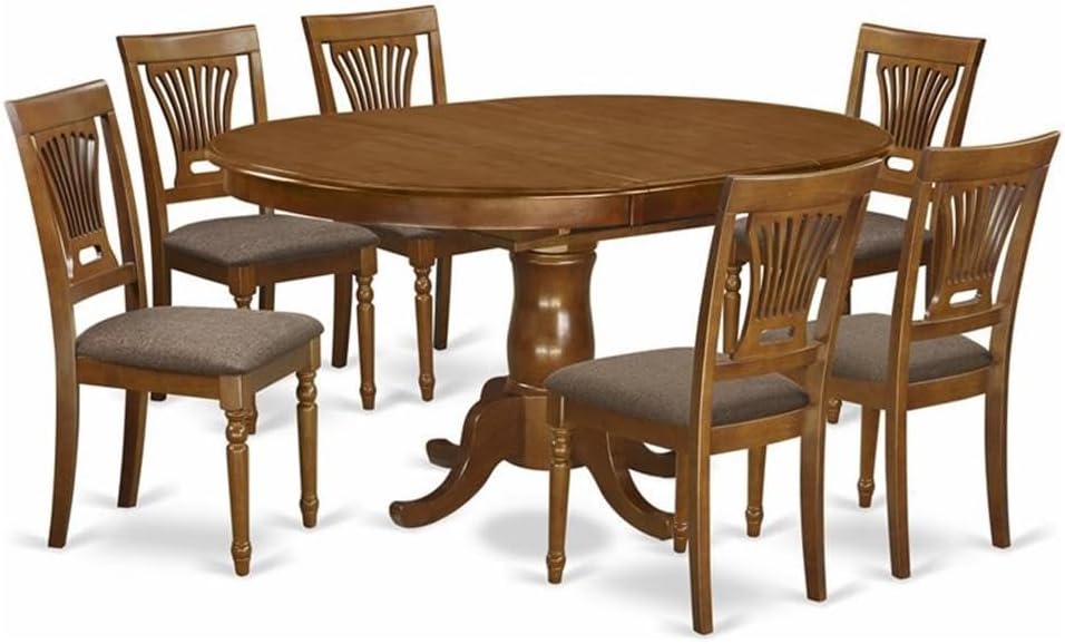 YUNWEI POPL7-SBR-C 7 Piece Dining Room Furniture Set Consist of an Oval ...