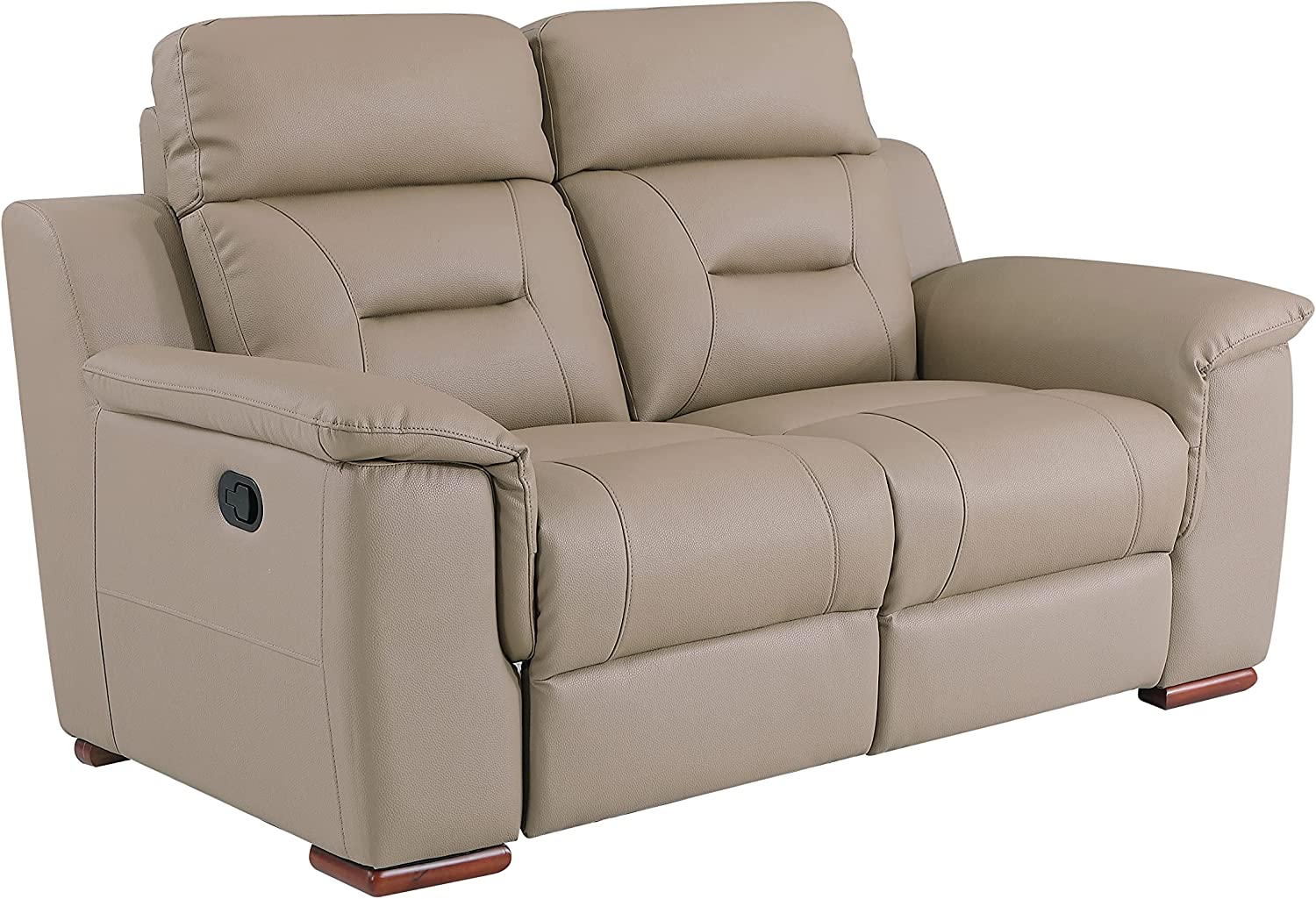 YUNWEI Walker Leather Match Upholstered Reclining Living Room Loveseat ...