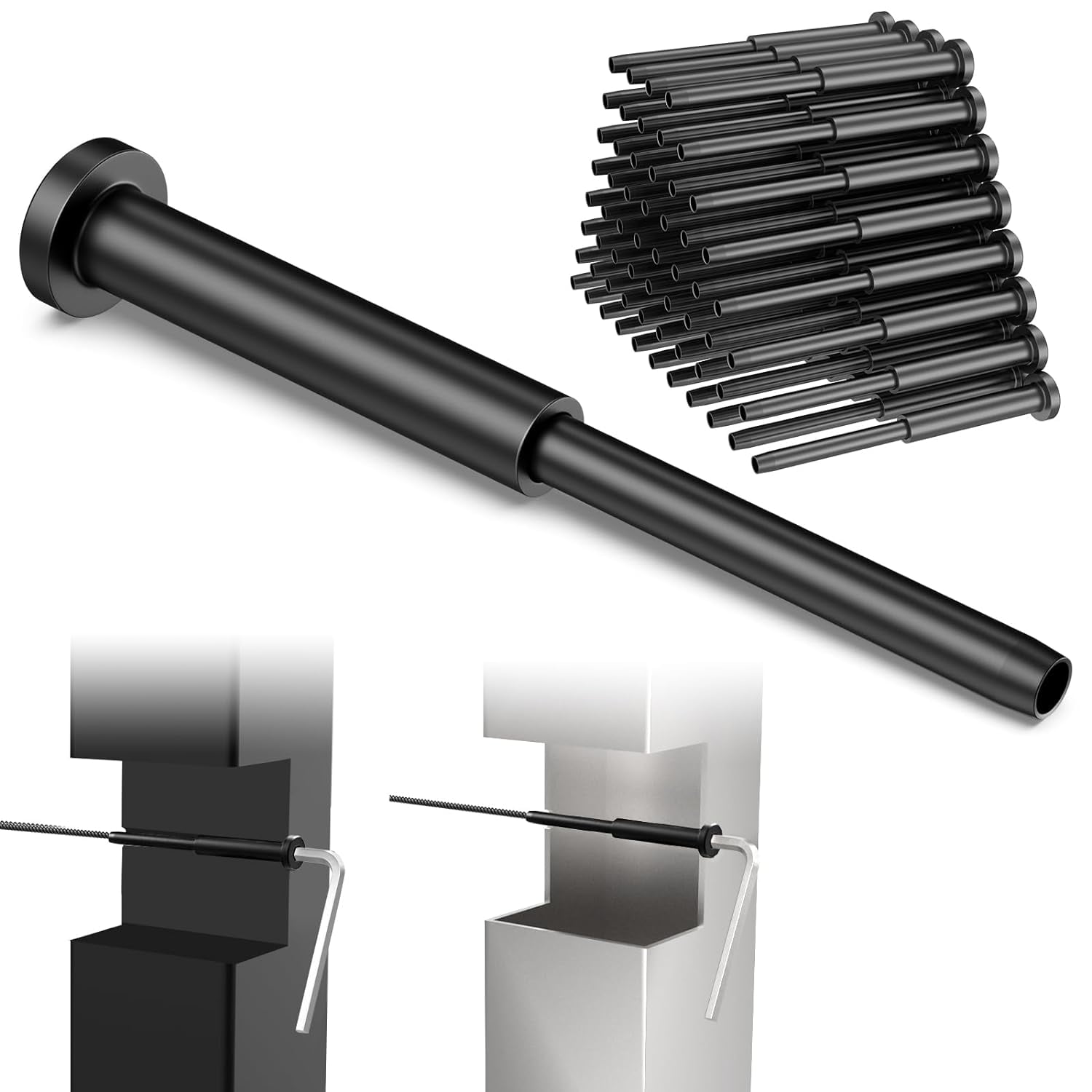 YUNWEN 60 Pack 4"x4" Black Invisible Cable Railing Kits, 1/8" Black ...