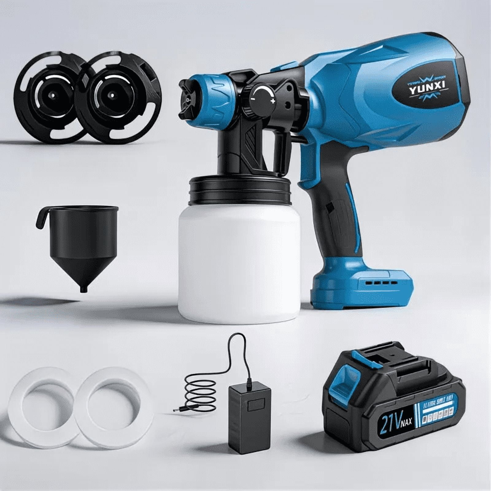 YUNXI 21V Cordless Paint Sprayer, HVLP Electric Spray Gun with 1 ...