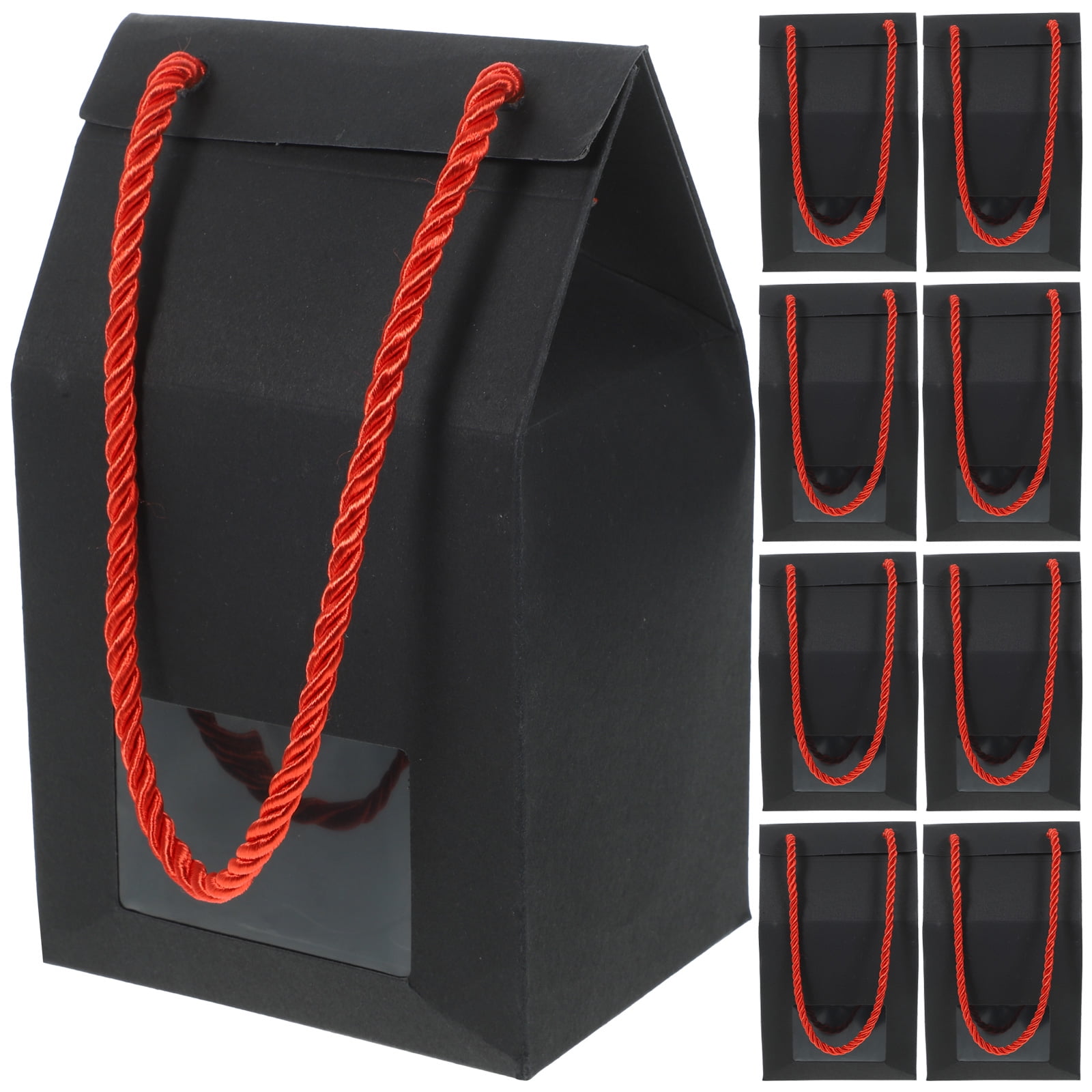 YUNXNK 10Pcs Kraft Paper Gift Box with Rope and Window Portable Folding ...