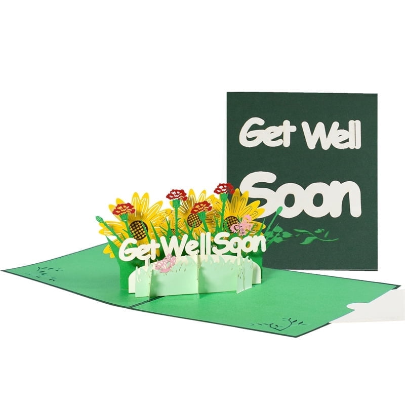 YUNYI Get Well Soon 3d Pop Up Greeting Card Blessing Card for Relatives ...