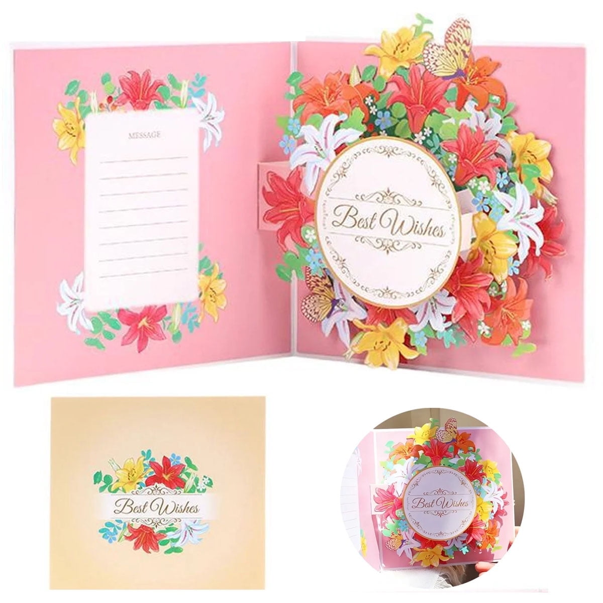 YUNYI Pop Up Lily Flower Greeting Cards for Mom Dad,Birthday Cards for ...