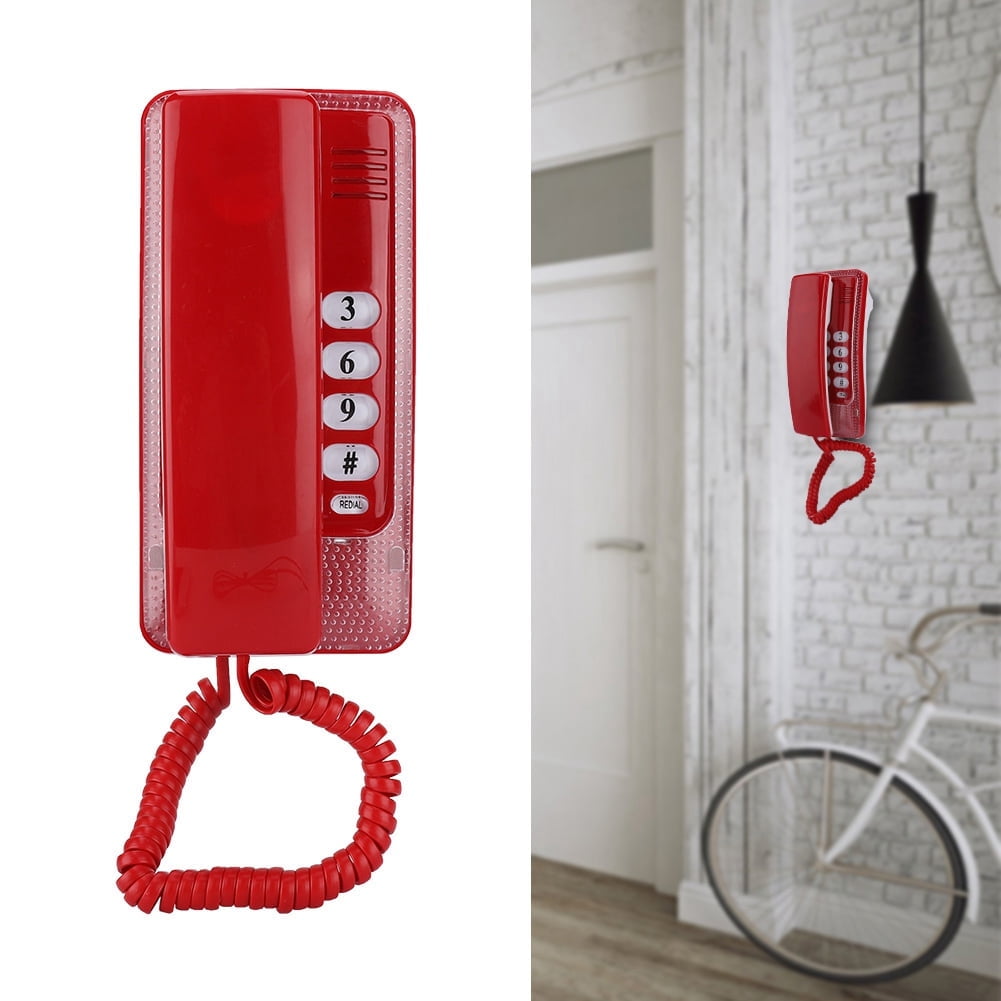 YUNYI Wall Mount Corded Phone with Call Mute Function, Red - Walmart.com