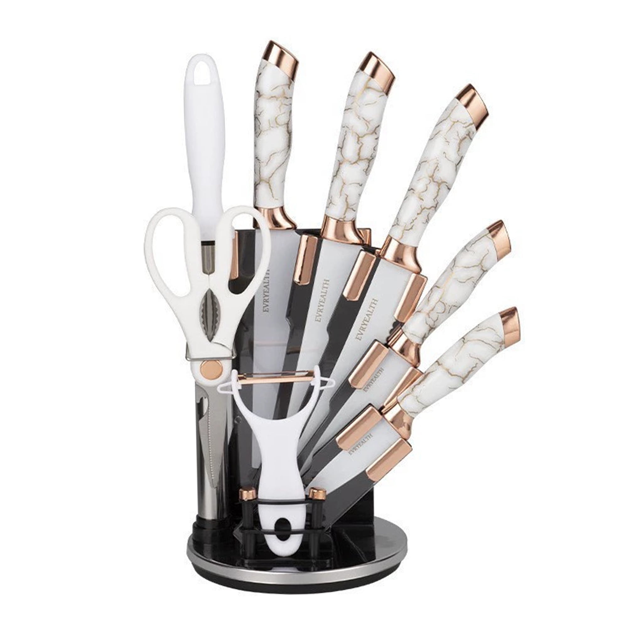 YUOFD Knife Set, 9PCS Stainless Steel Kitchen Knives Sets with Acrylic ...