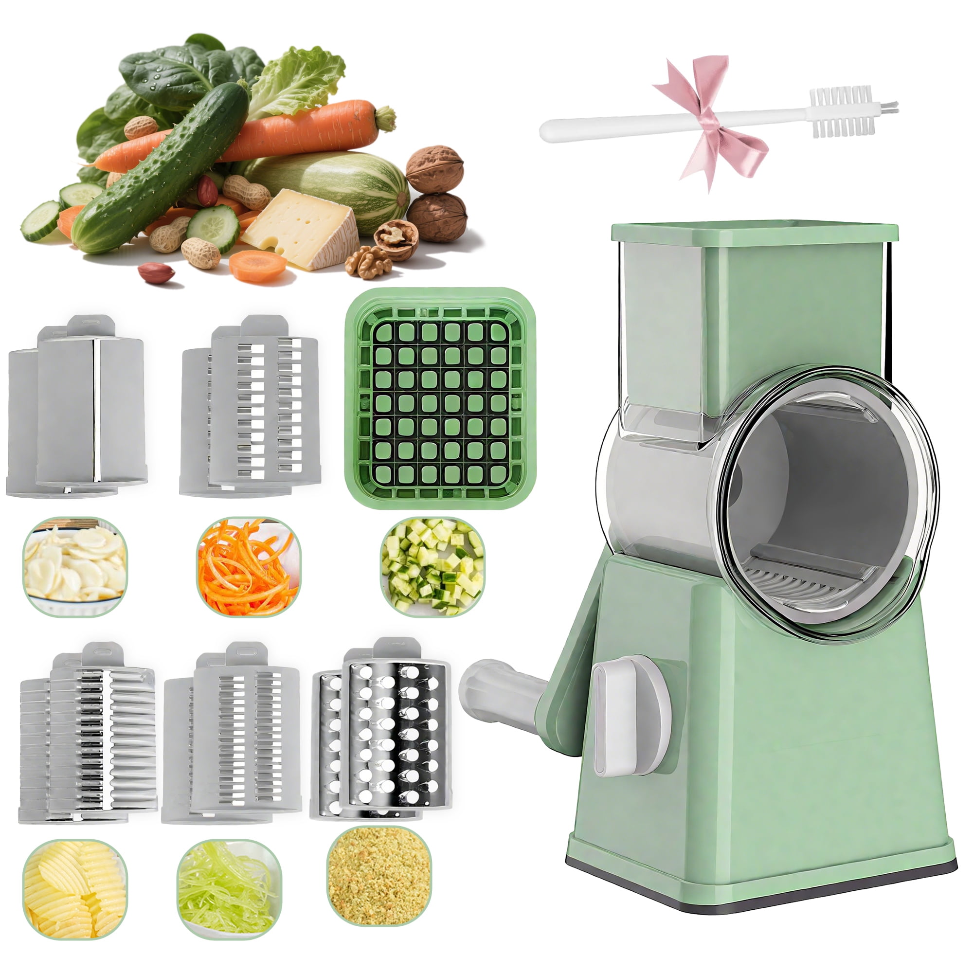 YUOFD Rotary Cheese Grater, Handheld Cheese Shredder with 6 Blades ...