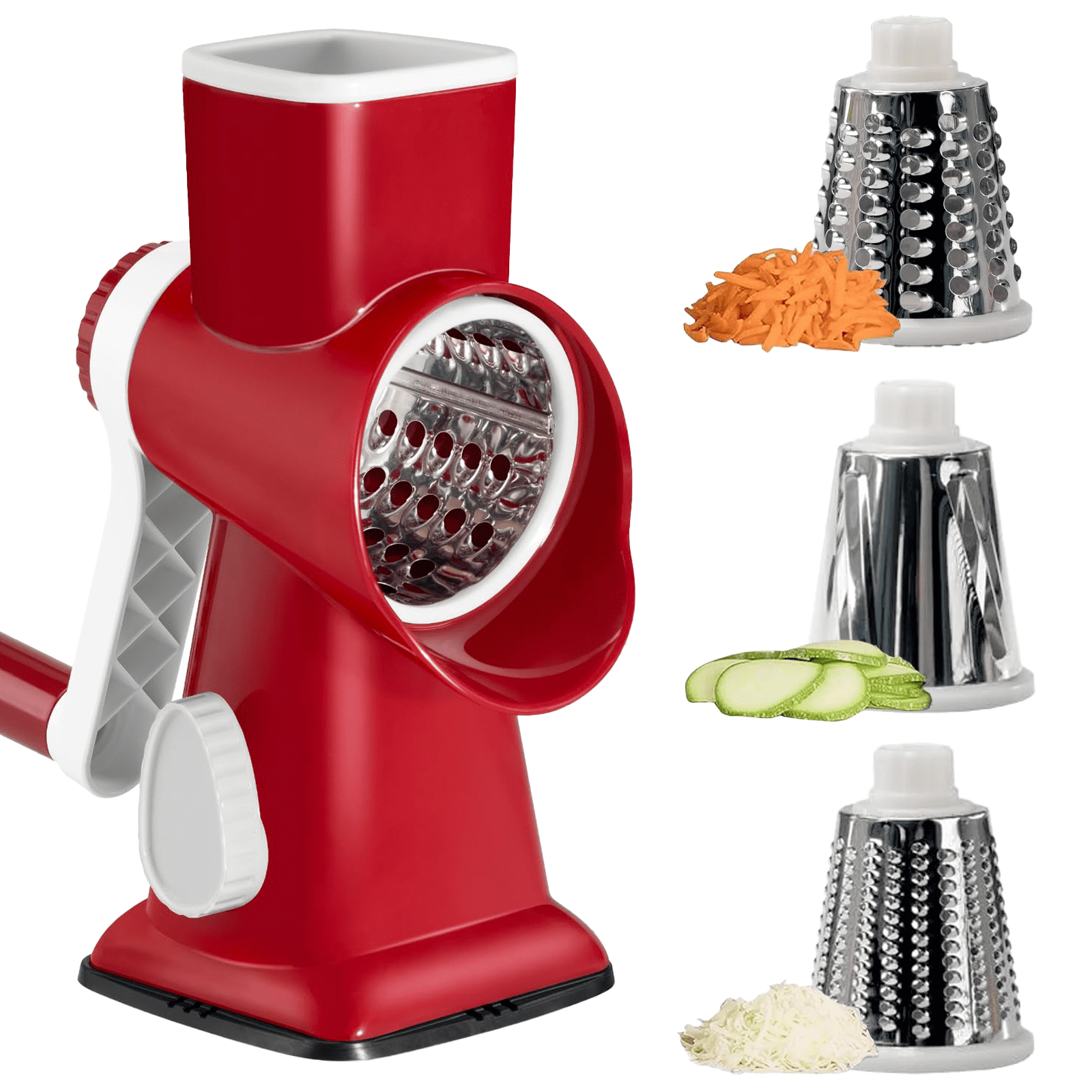 YUOFD Rotary Cheese Grater, Handheld Cheese Shredder with 3 Blades, 1.7 ...