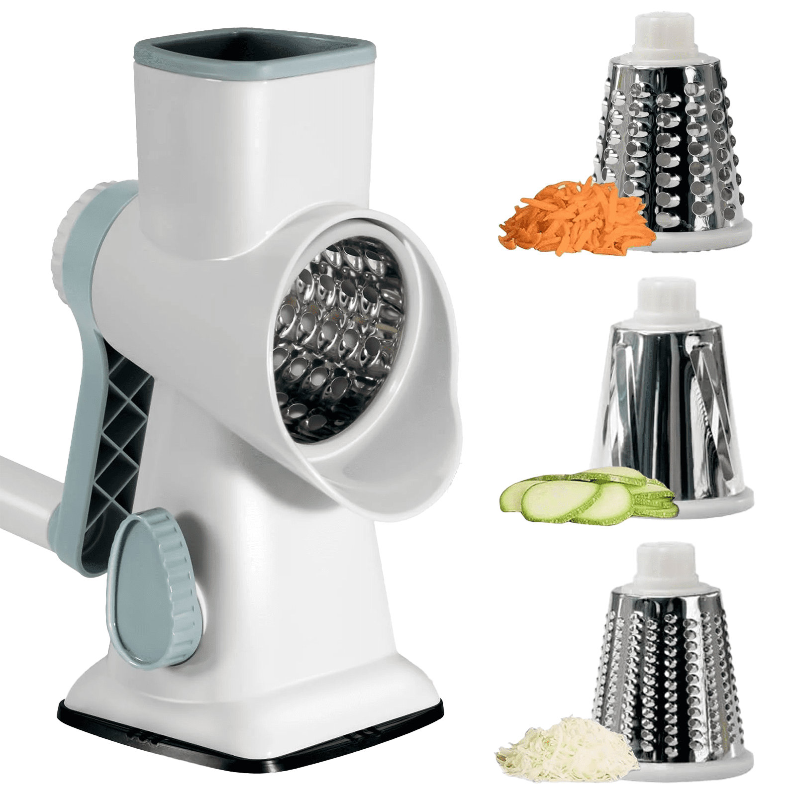 YUOFD Rotary Cheese Grater, Handheld Cheese Shredder with 3 Blades, 1.7 ...