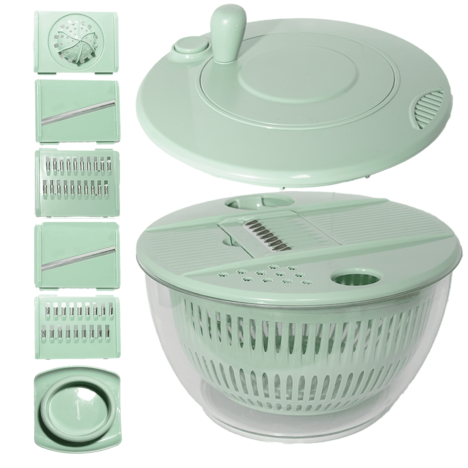 YUOFD Salad Spinner, 3 in 1 Salad Bowl, 3500ml Large Capacity, Food ...