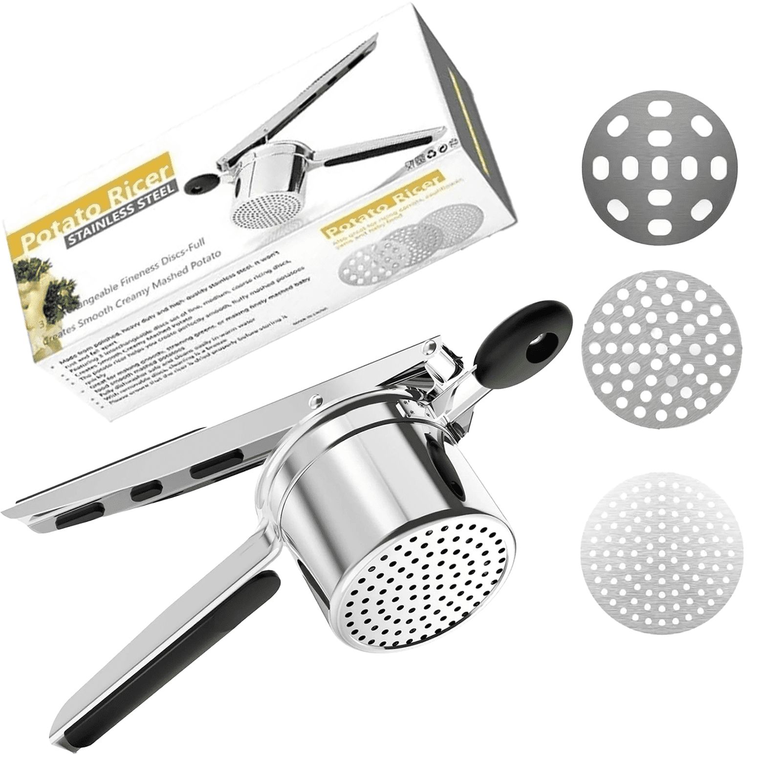 YUOFD Stainless Steel Potato Ricer, 1200 ML Hanging Potato Masher with ...