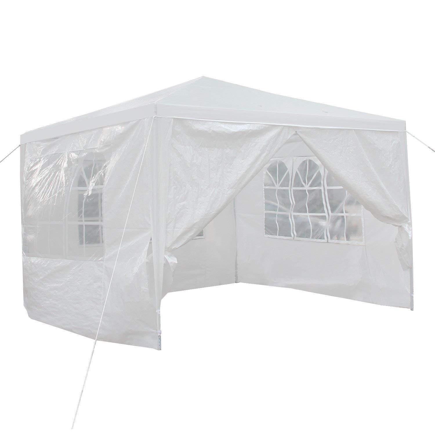 YUONAO 10 x 10 ft Outdoor White Waterproof Gazebo Canopy Tent with ...