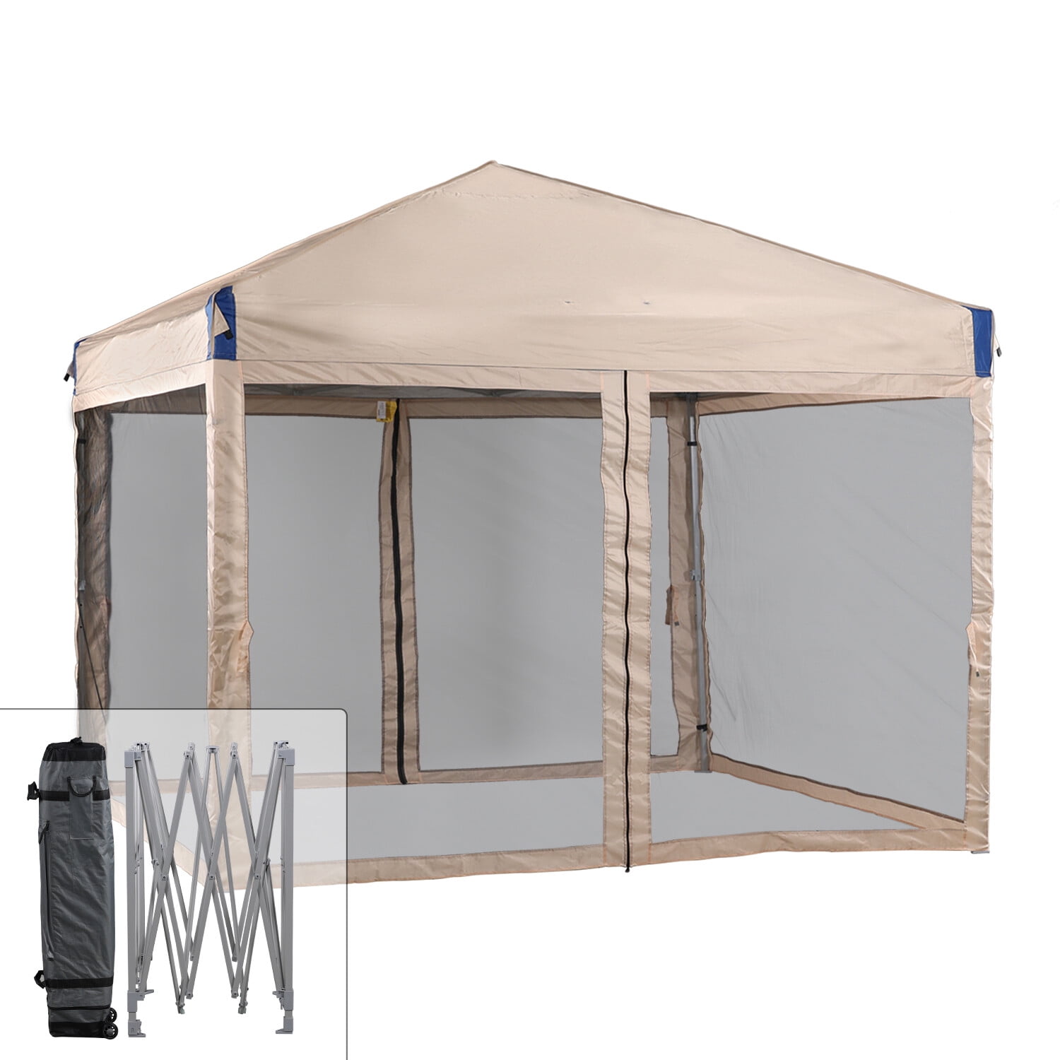 YUONAO 10x10 ft Pop Up Canopy Tent with Mesh Sidewalls, Portable ...