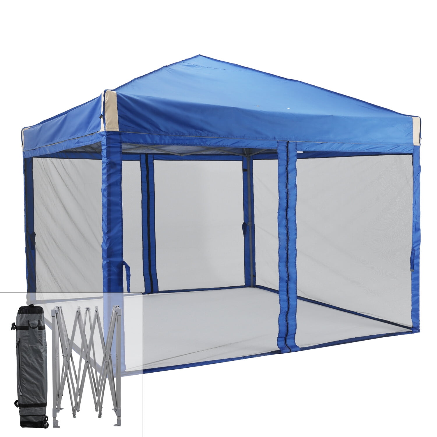 YUONAO 12 x 12 ft Pop Up Canopy Tent with Mesh Sidewalls, Portable ...