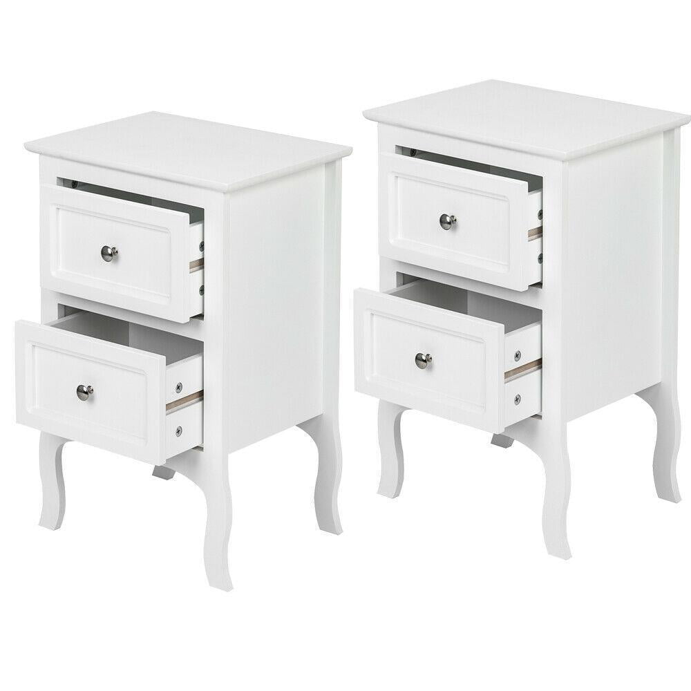 YUONAO 2-Drawer Nightstand for Bedroom – Small White Bedside Table with ...