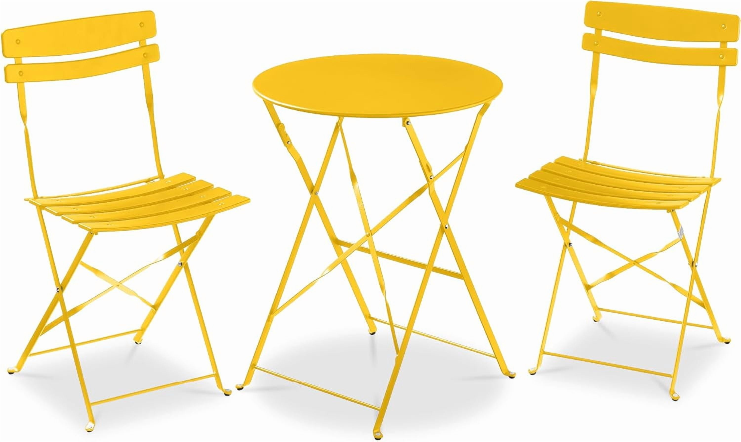 YUONAO 3-Piece Bistro Set, Space Saving Folding Design, Solid Steel ...