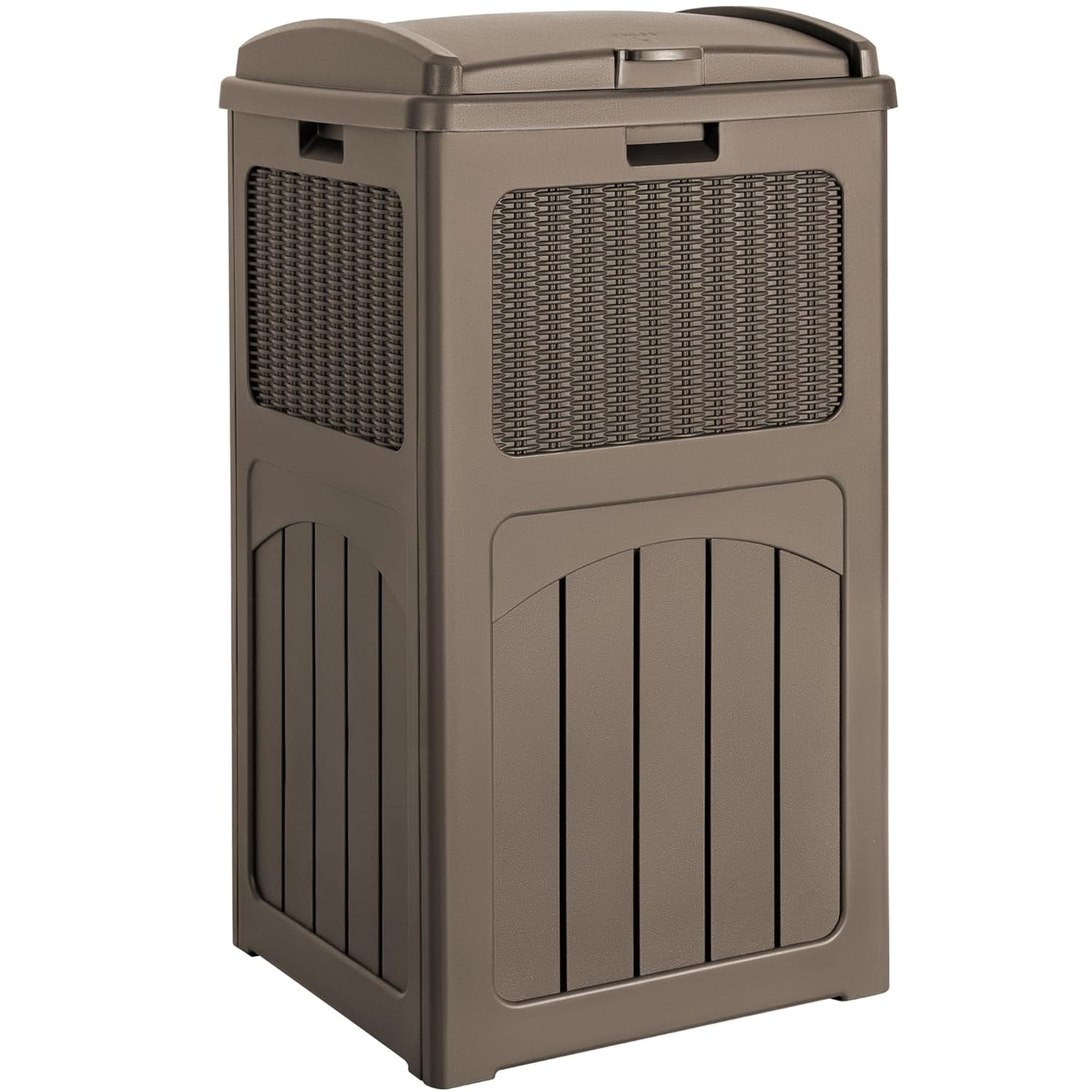 YUONAO 33 Gallon Outdoor Trash Can with Dual Lid, Heavy Duty Waterproof ...
