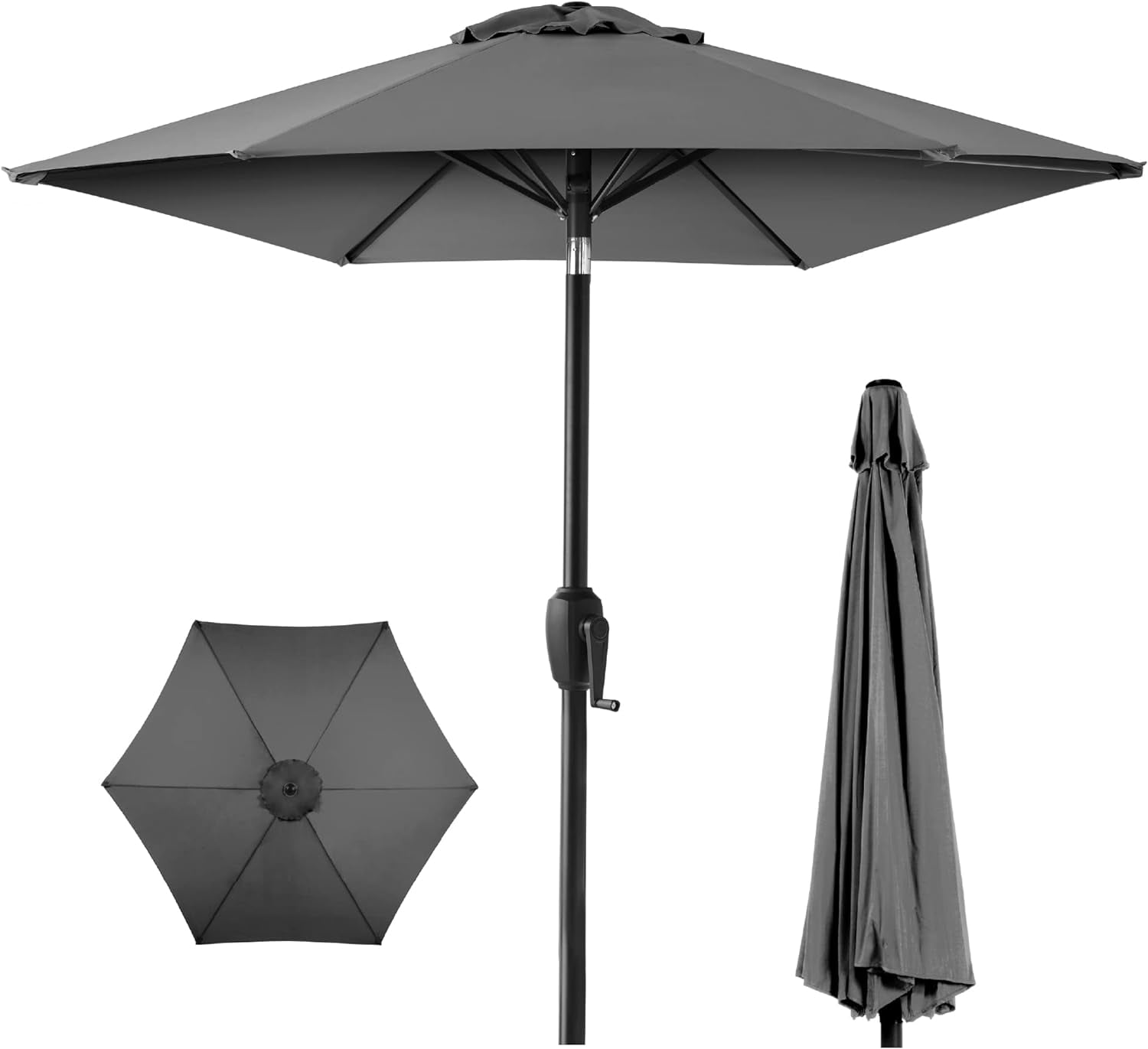 YUONAO 7.5ft Heavy-Duty Patio Umbrella with Tilt & Crank, UV Protection Outdoor Market Table ...