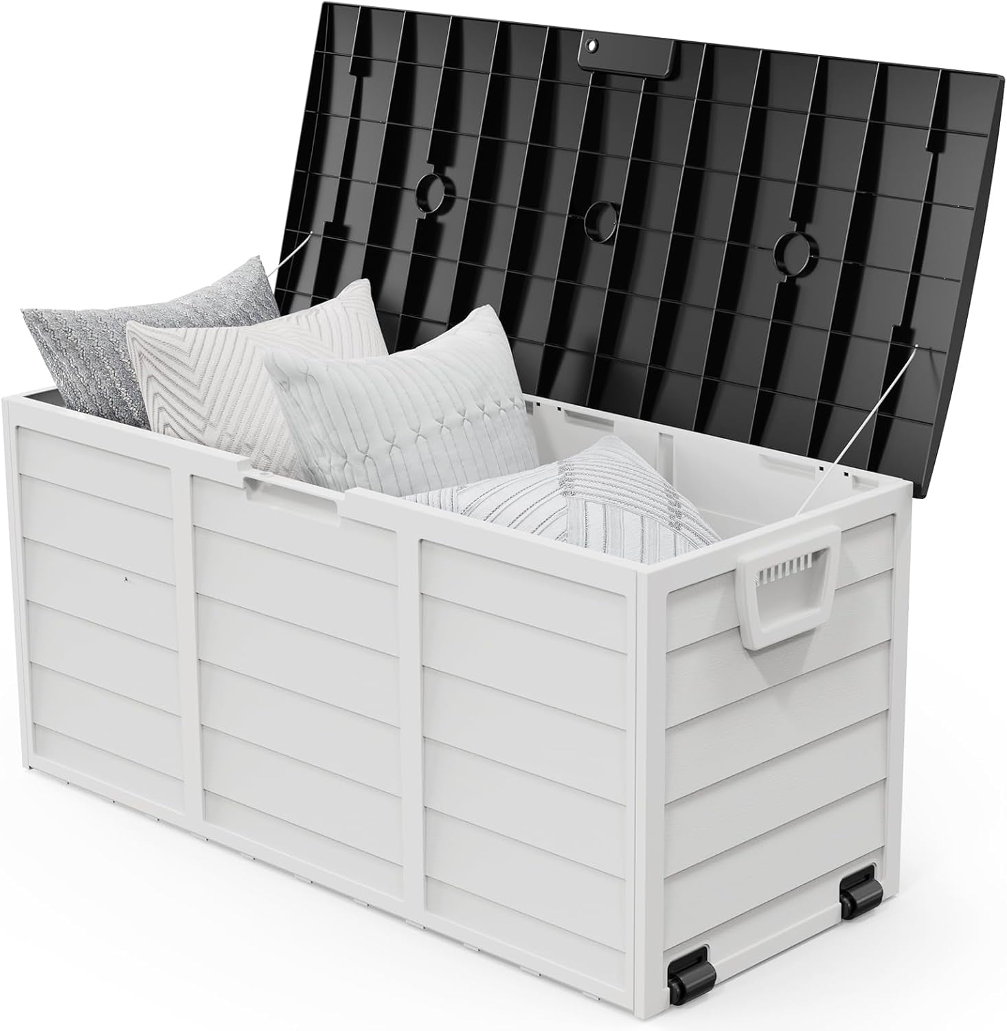 YUONAO 75 Gallon Outdoor Storage Box, Lockable Plastic Storage Containers with Lid, Patio Deck ...