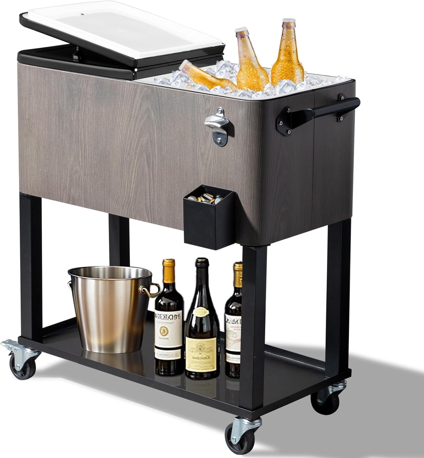 YUONAO 80 Quart Rolling Ice Chest with Bottle Opener & Catch Basin ...