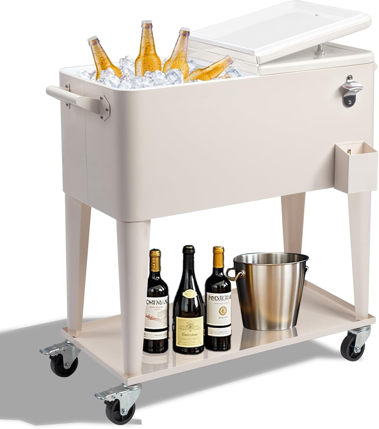 YUONAO 80 Quart Rolling Ice Chest with Bottle Opener & Catch Basin ...