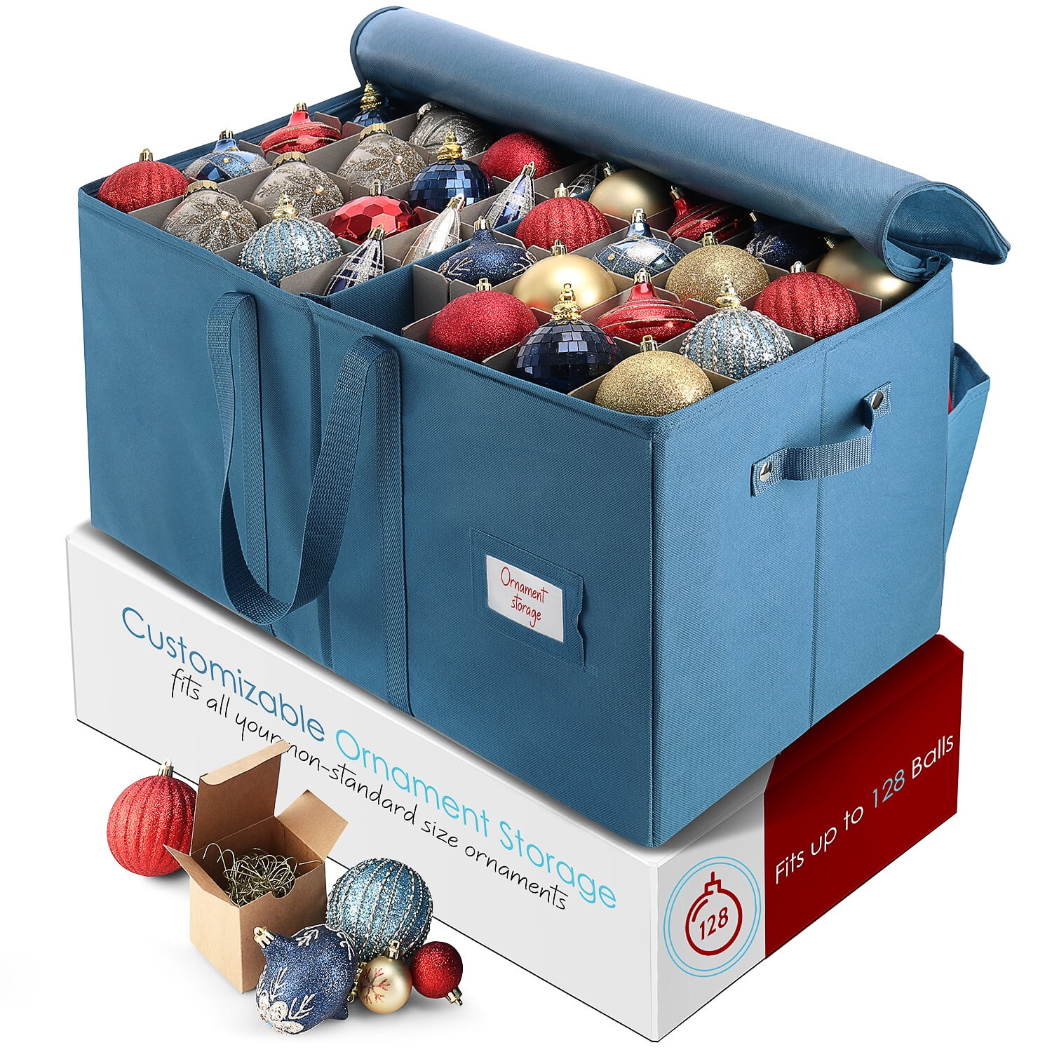 YUONAO Christmas Ornament Storage Box – Holds up to 128 Ornaments ...
